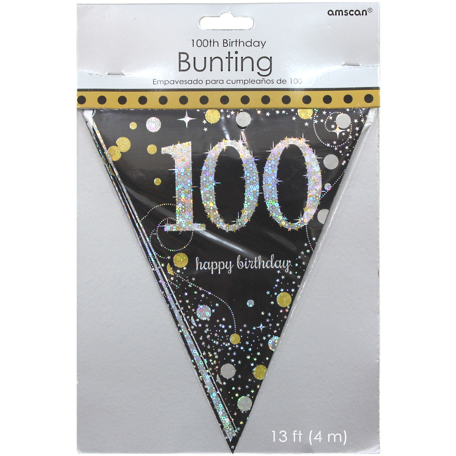 Sparkling Celebration 100th Birthday Flag Banner - Discount Party Supplies
