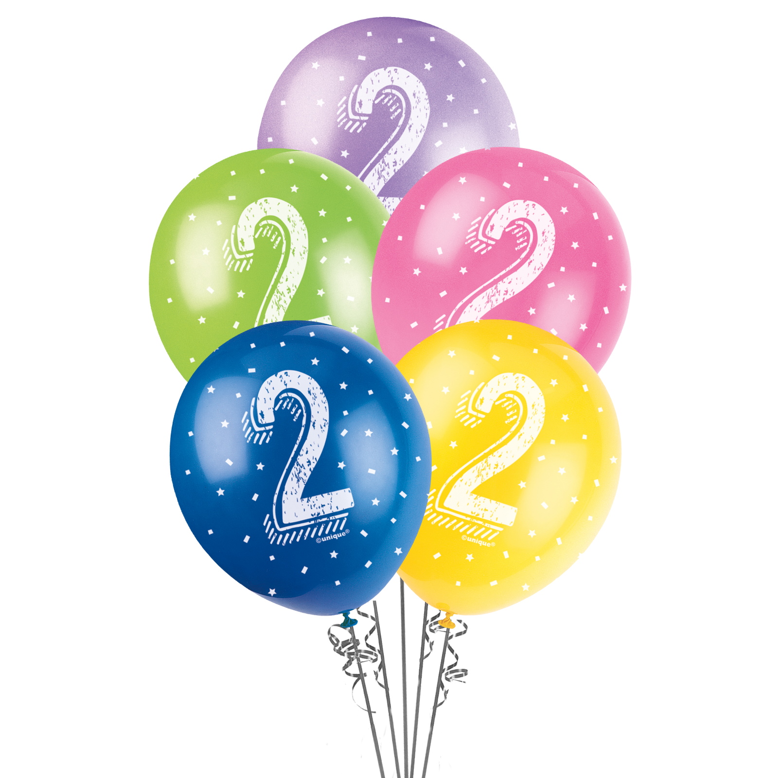 2nd Birthday Assorted Coloured Balloons (Pack of 5) - Discount Party ...