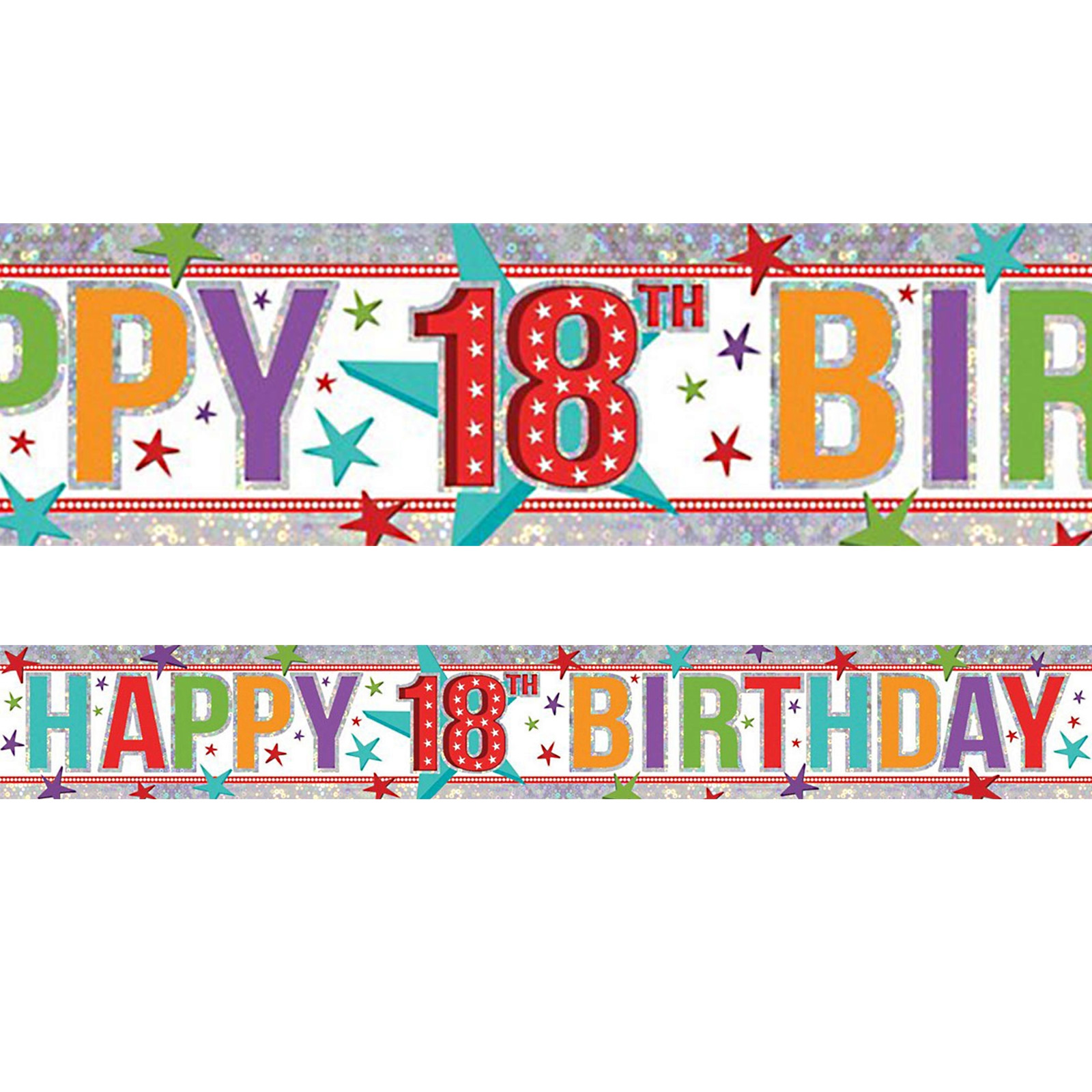 Holographic Happy 18th Birthday Banner - Discount Party Supplies