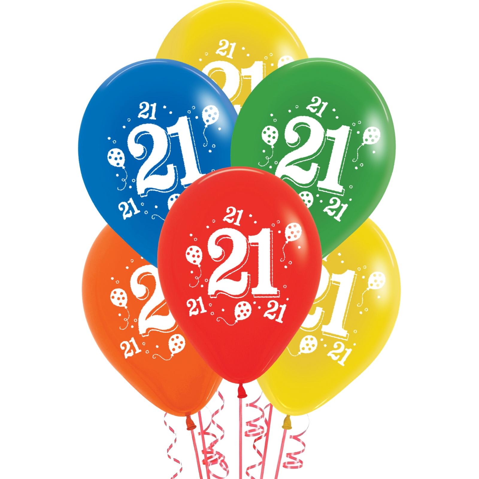 21st Party Balloons Assorted Colours (Pack of 10) - Discount Party Supplies