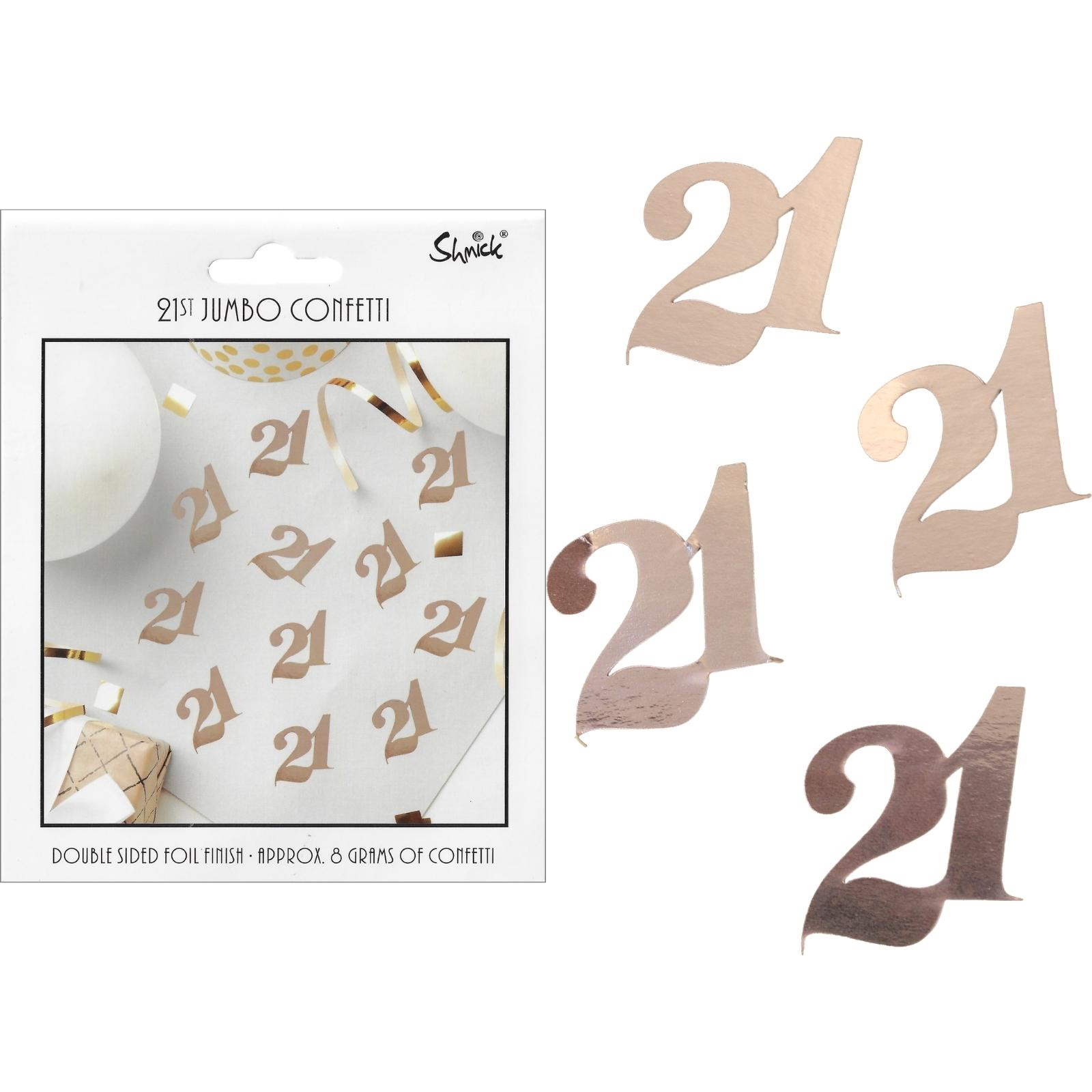 Rose Gold 21st Birthday Jumbo Confetti (8g) - Discount Party Supplies