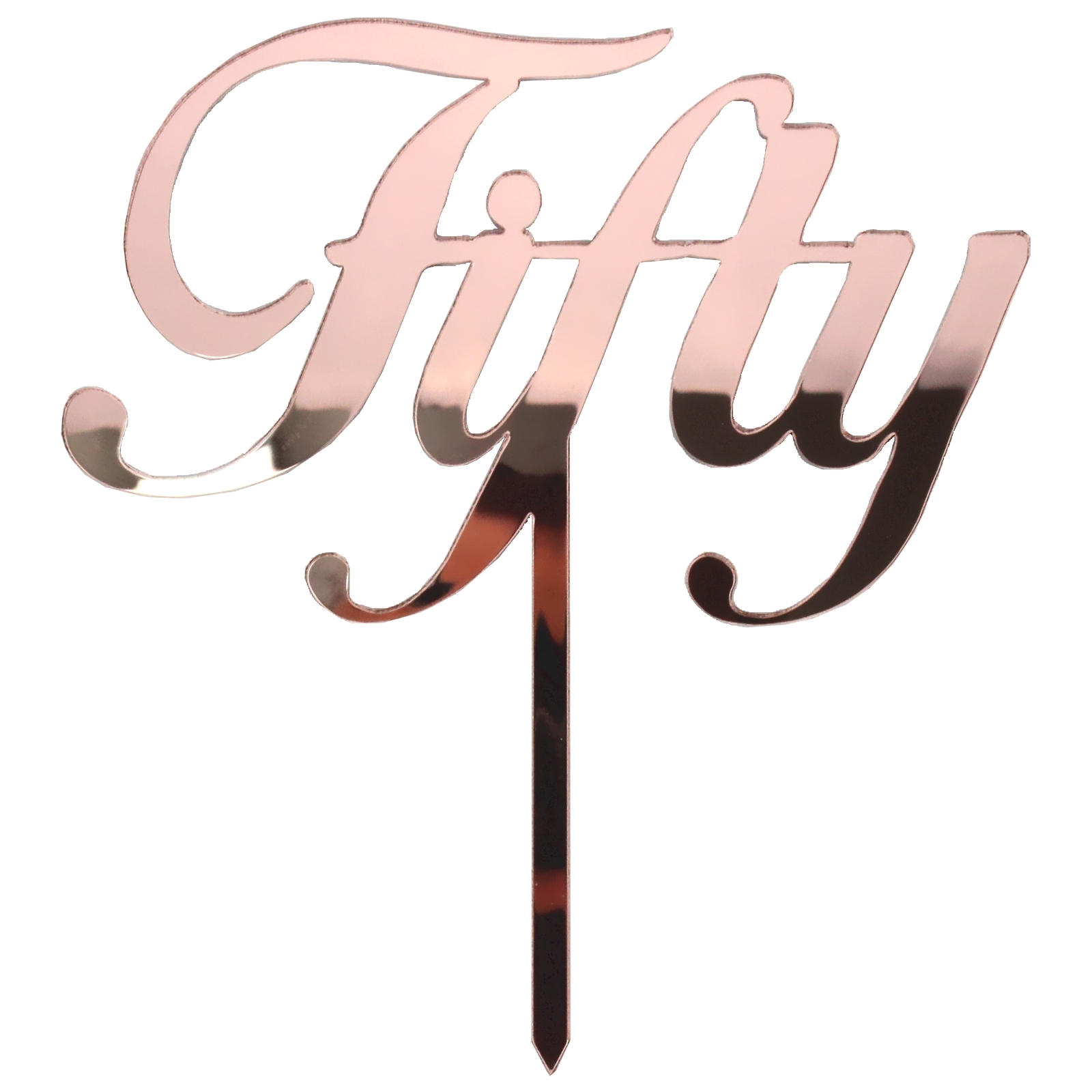 Fifty Rose Gold Mirror Cake Topper - Discount Party Supplies