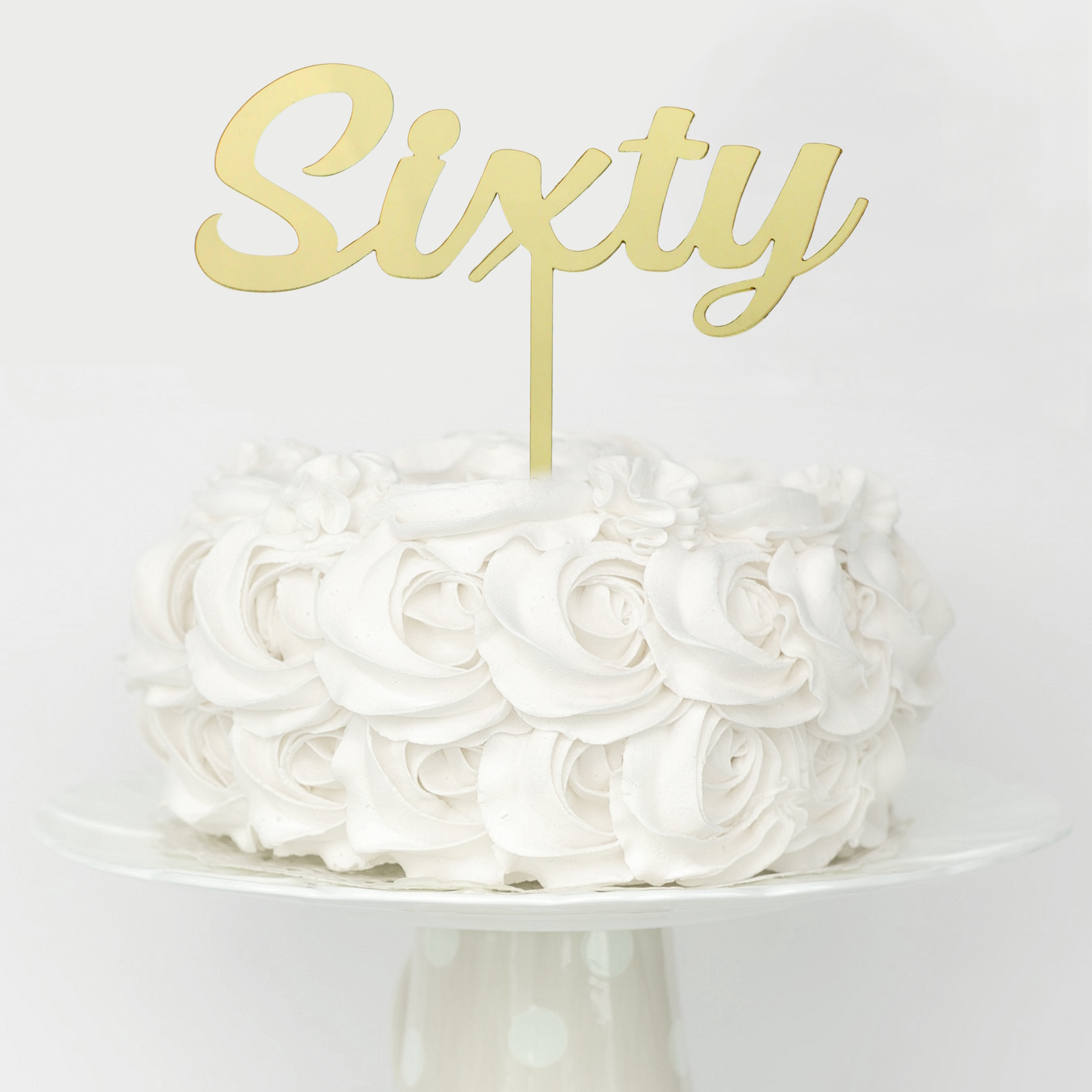 Sixty Gold Acrylic Cake Topper | 60th Birthday Party Supplies | Age ...