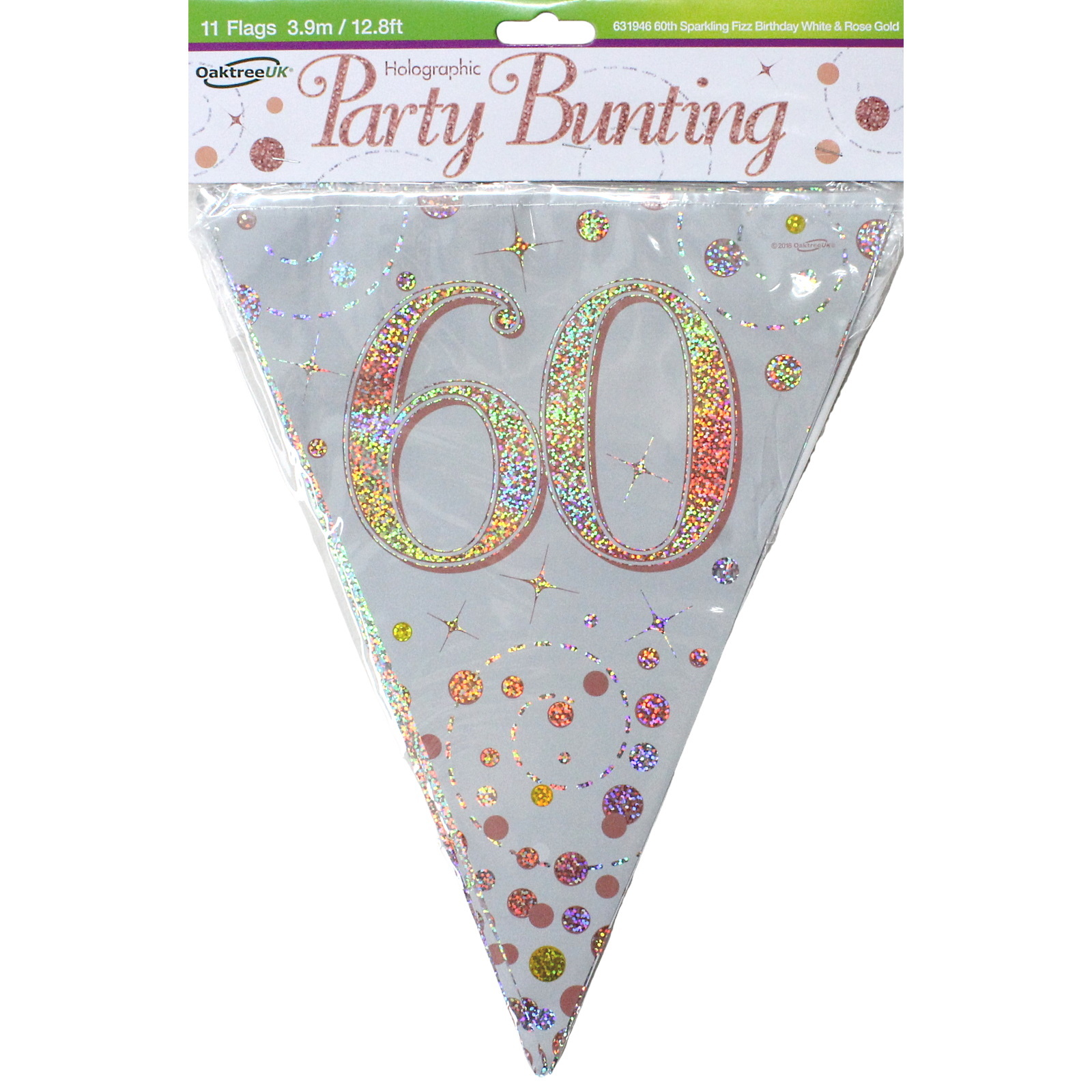Sparkling Fizz Rose Gold 60th Birthday Flag Banner - Discount Party ...