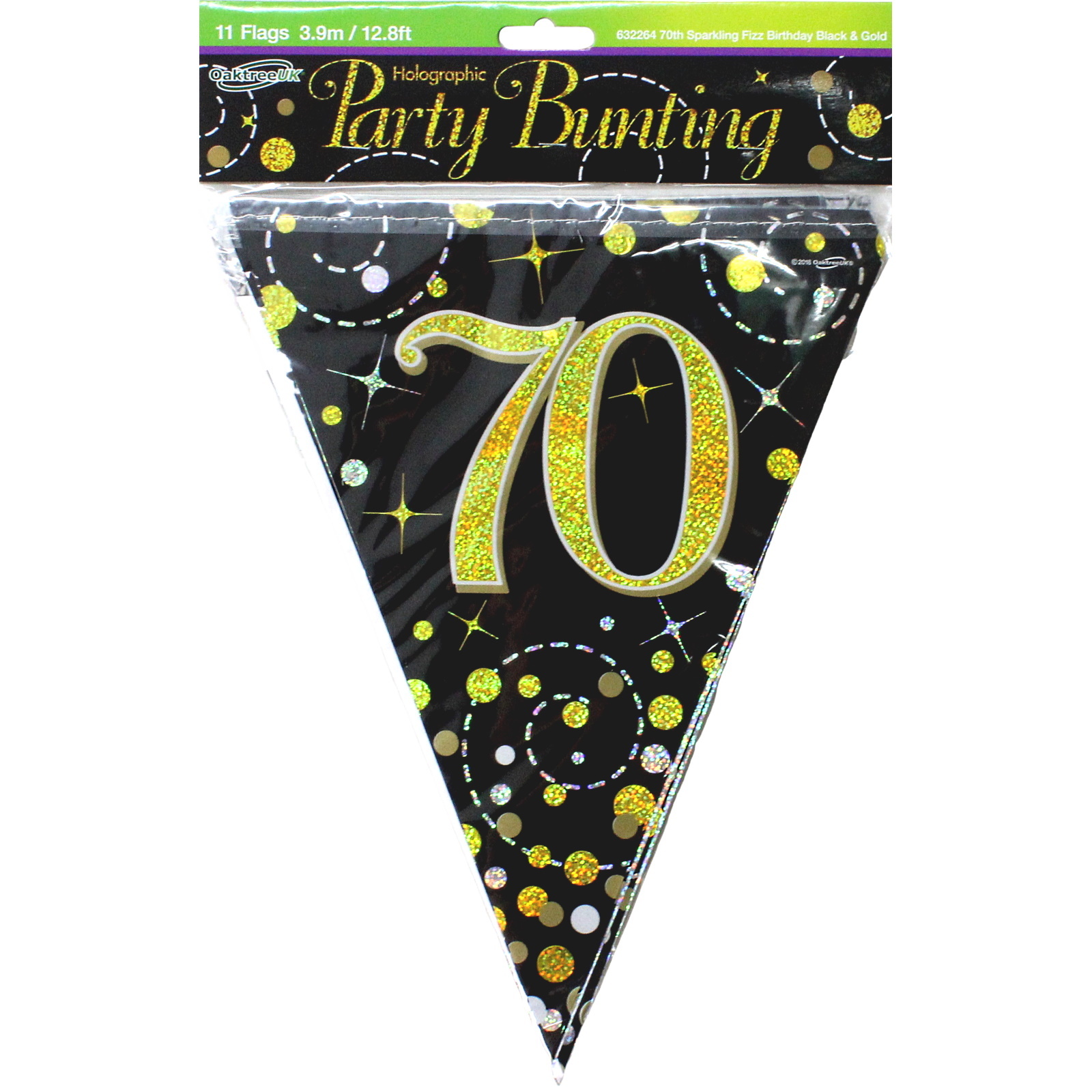 Sparkling Fizz Black and Gold 70th Birthday Flag Banner - Discount ...