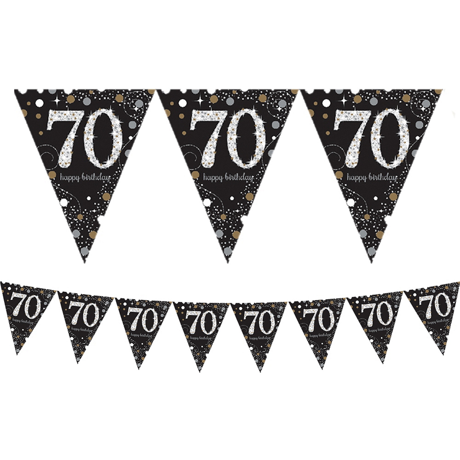 Sparkling Celebration 70th Birthday Flag Banner - Discount Party Supplies