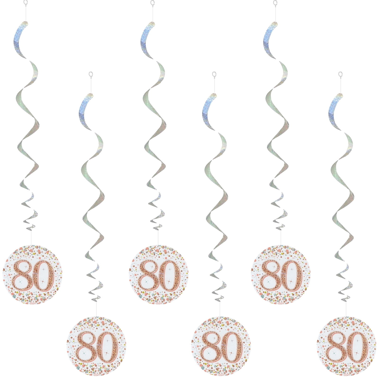 Sparkling Fizz Rose Gold 80th Holographic Swirls (Pack of 6) - Discount ...