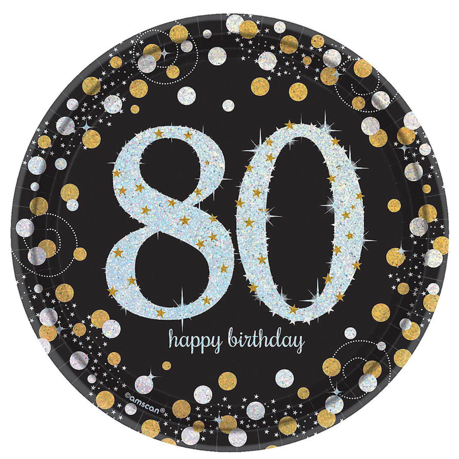 Sparkling Celebration 80th Birthday Large Paper Plates (Pack of 8 ...