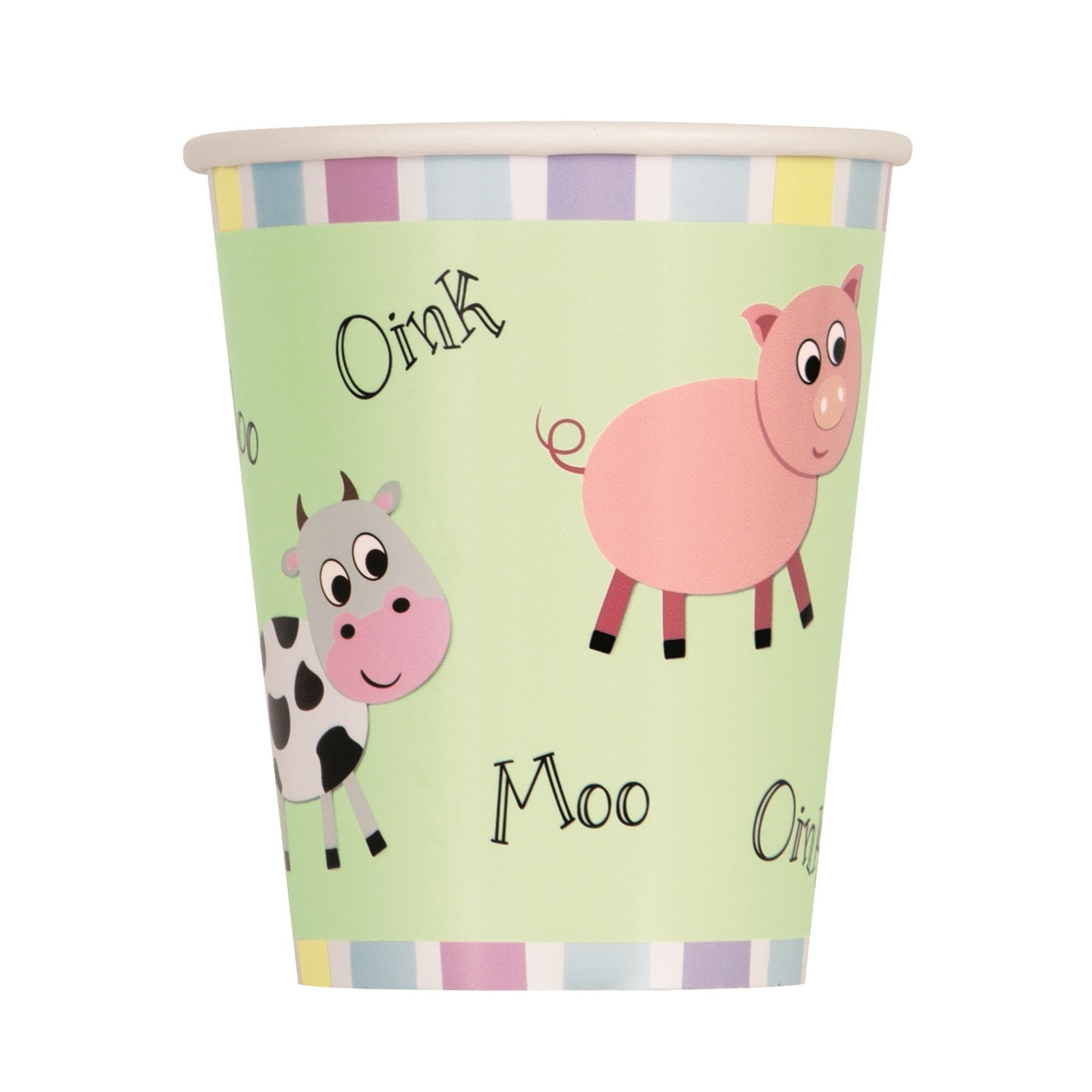 Pastel Farm Paper Cups (Pack of 8) - Discount Party Supplies