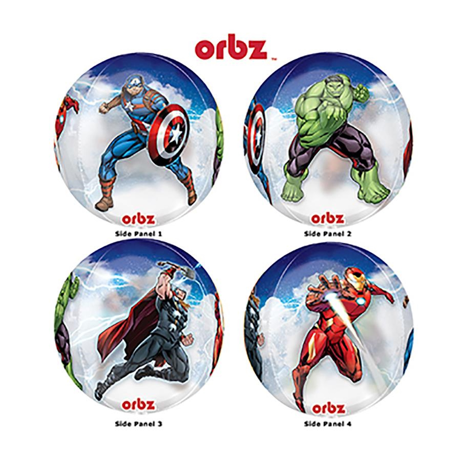 Shape Orbz Avengers 38cm x 40cm 4 Sided Clear See Through Balloon ...