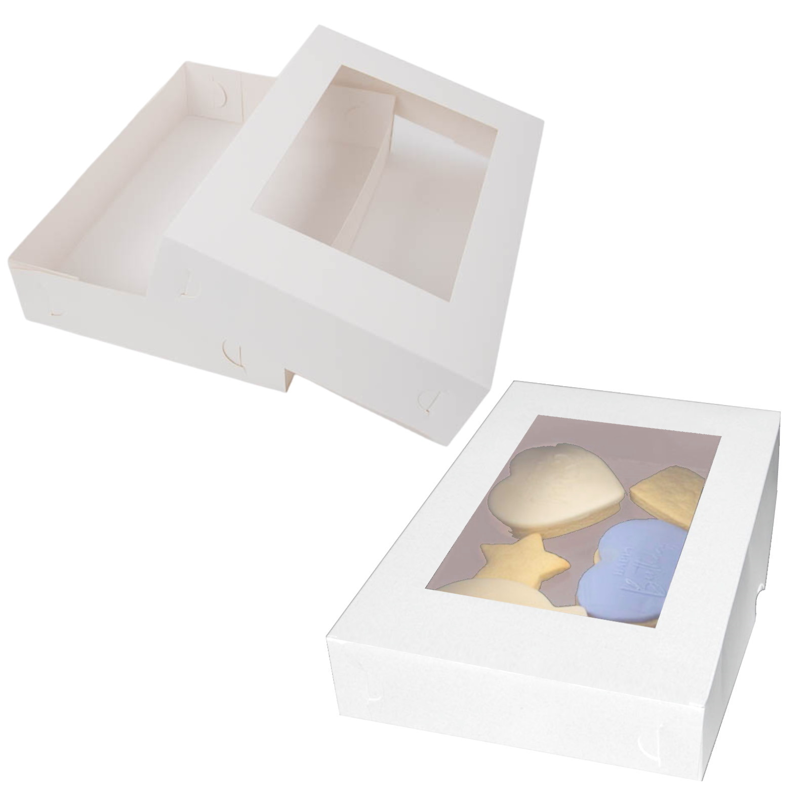 Coo Kie Large White Rectangle Cookie / Chocolate Box With Window 25.5cm ...