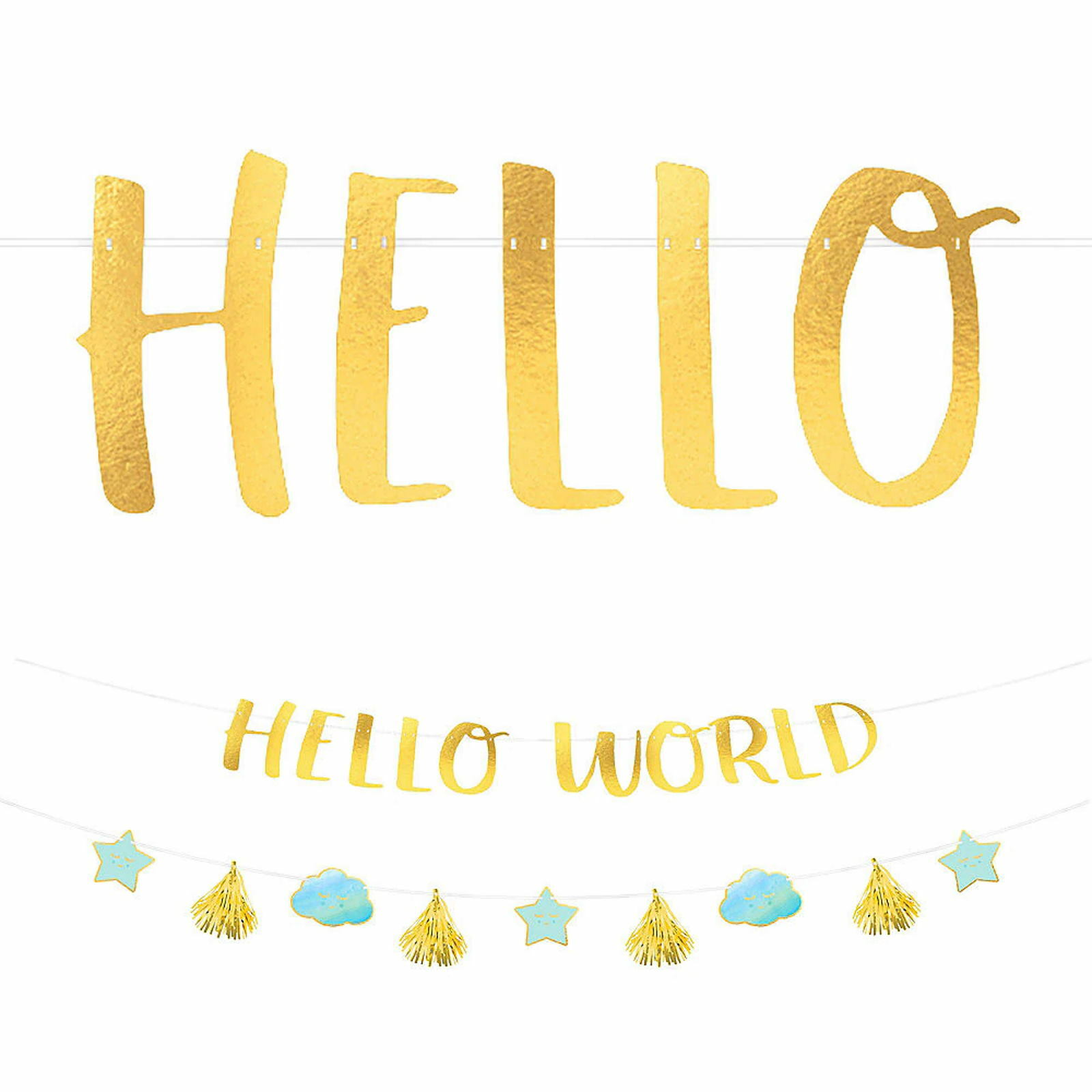 Baby Boy Hello World Banner Kit - Discount Party Supplies