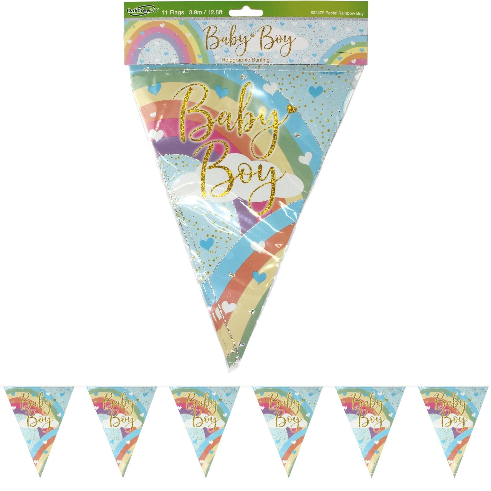 Rainbow Love Baby Boy Flag Banner | Baby Boy Party Supplies | Baby ...
