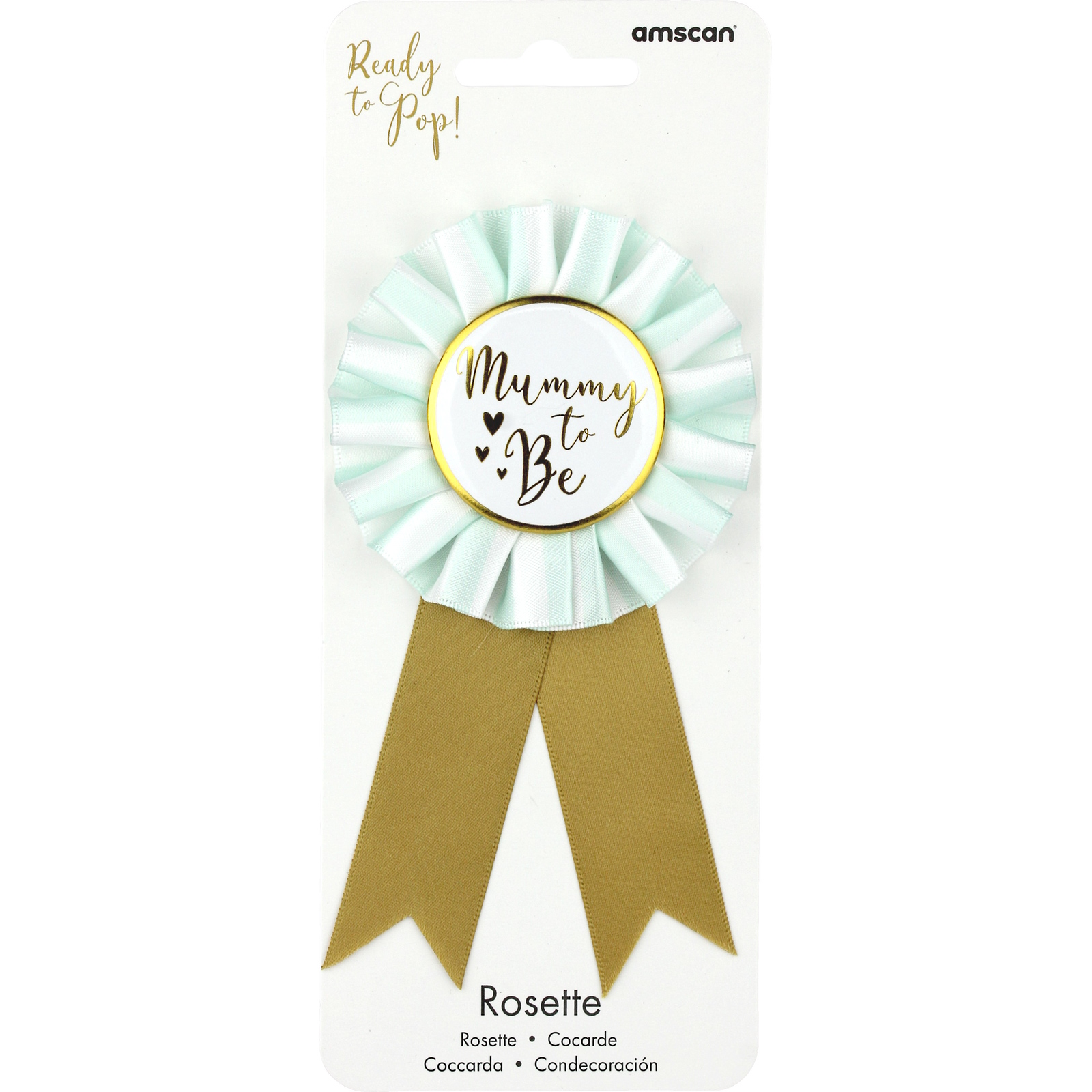 Mummy to Be Mint & White Ribbon Badge - Discount Party Supplies