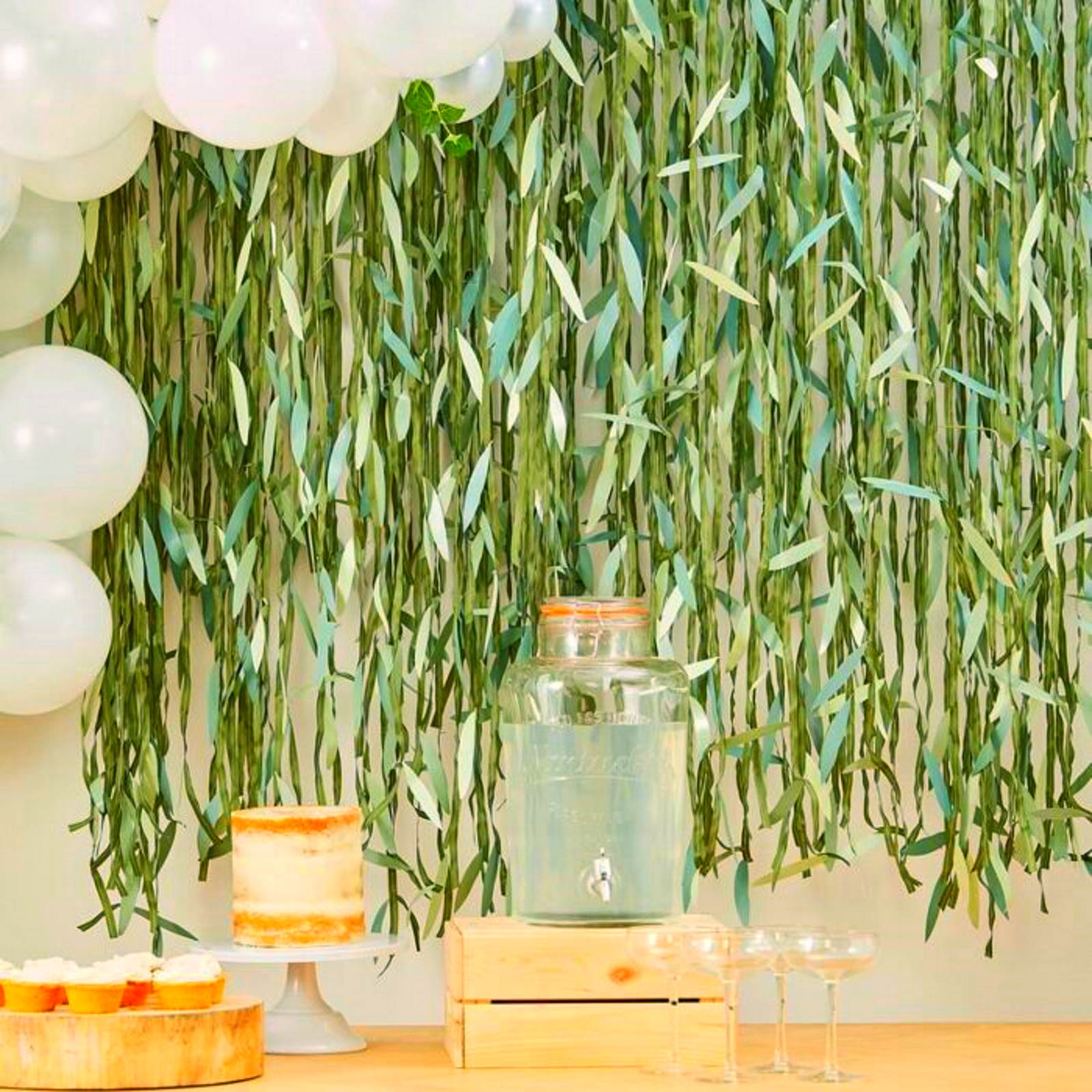 Ginger Ray Botanical Willow Leaf DIY Backdrop | Botanical Baby Party ...