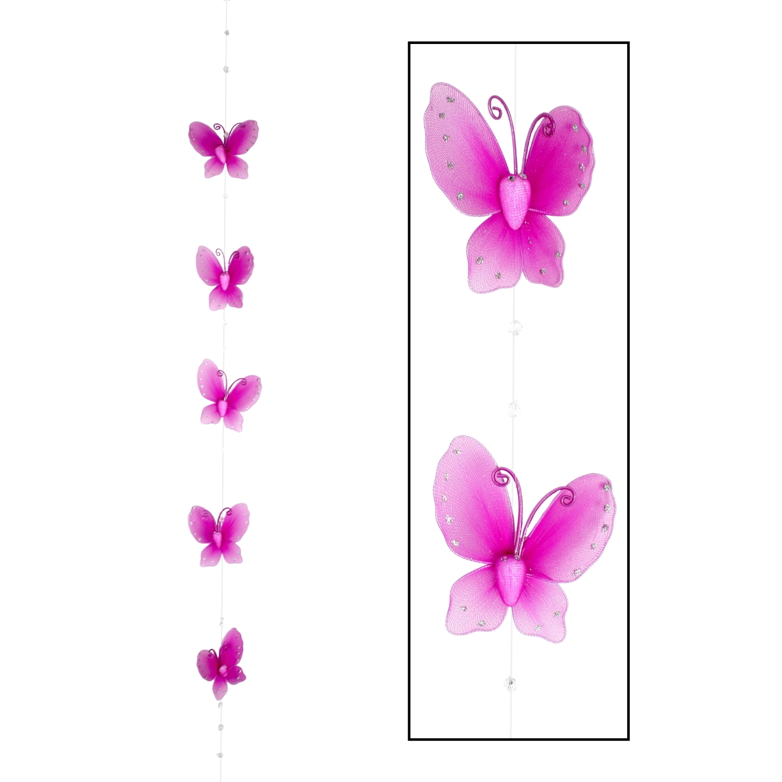 Hot Pink Butterfly String Decoration - Discount Party Supplies