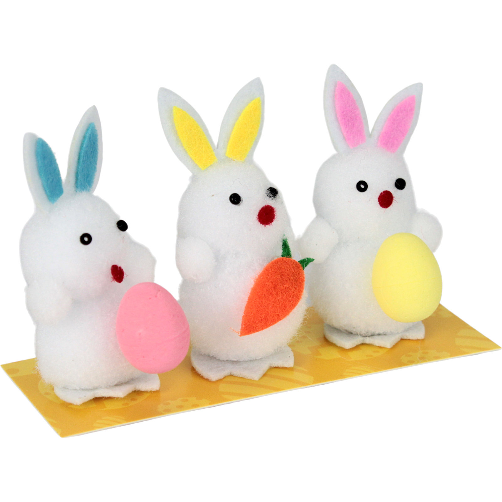 Fluffy Easter Bunnies With Eggs and Carrots 6cm (Pack of 3) - Discount ...
