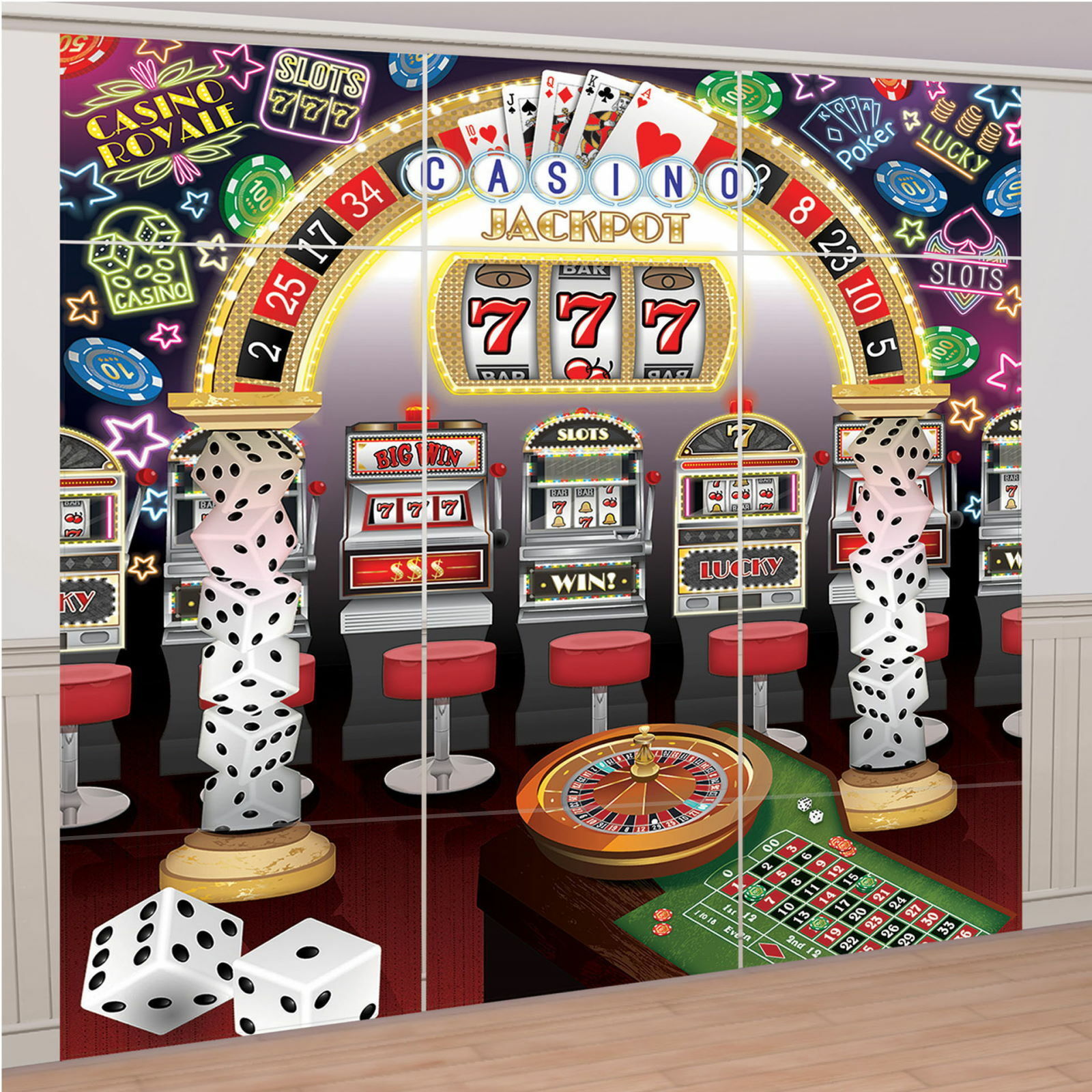 Casino Roll The Dice Wall Decorating Kit - Discount Party Supplies