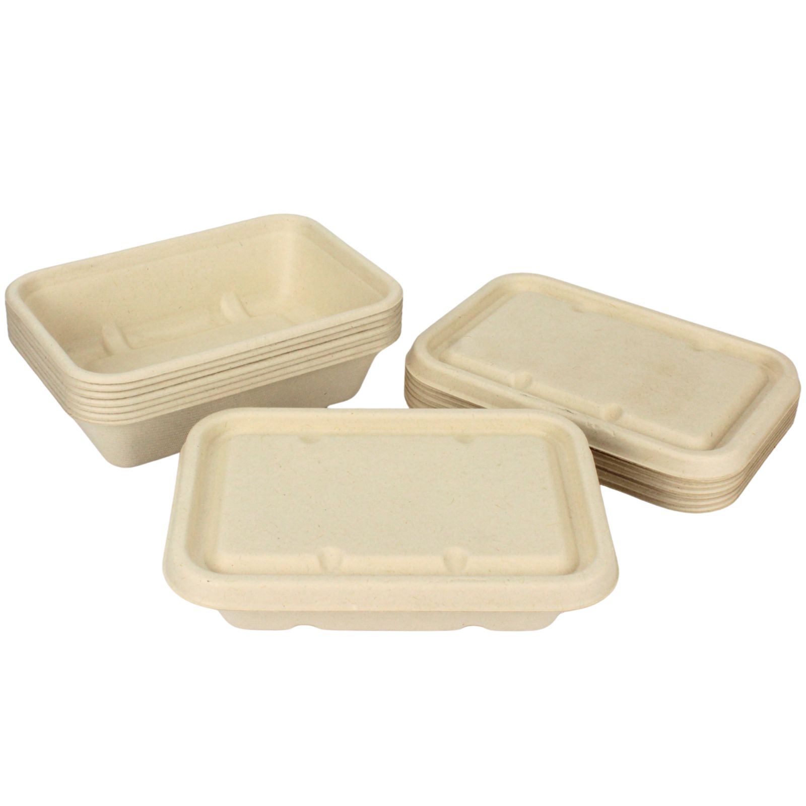 Natural Eco Sugar Cane Food Containers With Lids 500ml (Pack of 8 ...