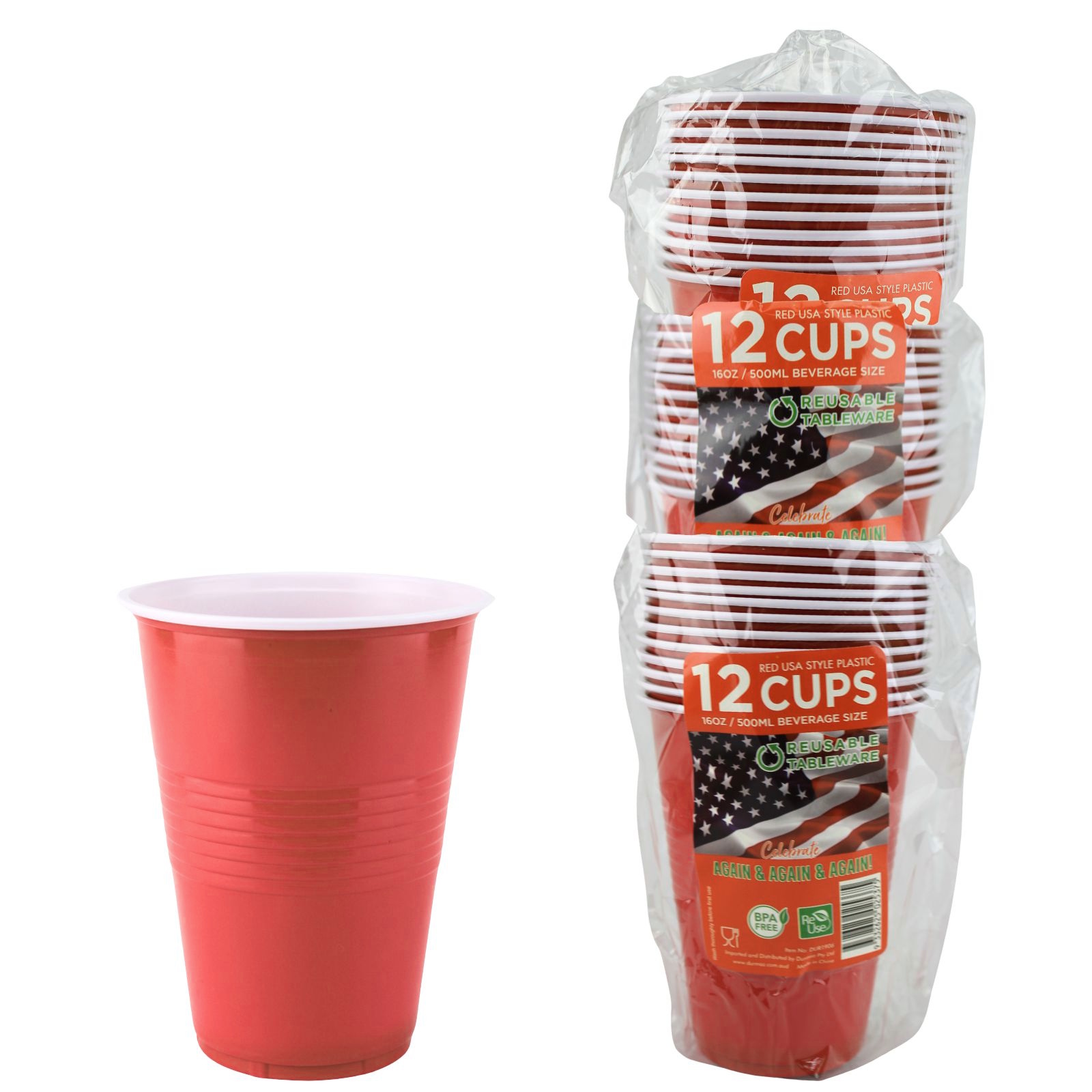 Red Party Cups 500ml (Bulk Pack of 288) - Discount Party Supplies