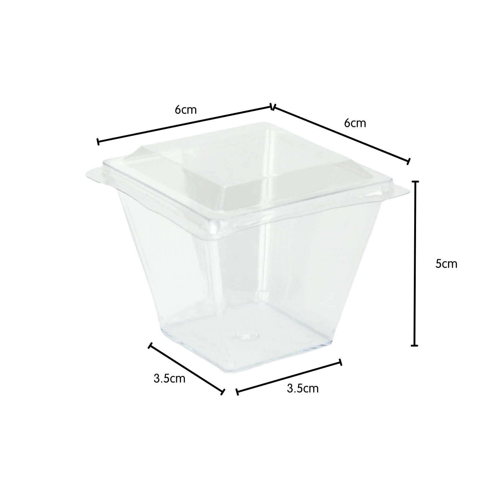 Small Plastic Square Dessert Cups with Lids 125ml (Pack of 12 ...