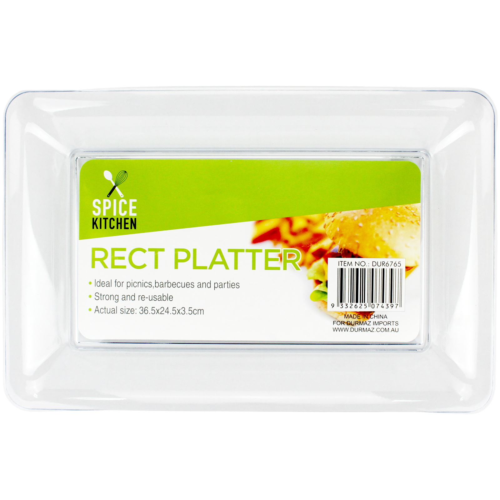 Clear Plastic Rectangle Platter 36.5cm | Plates, Platters and Bowls ...