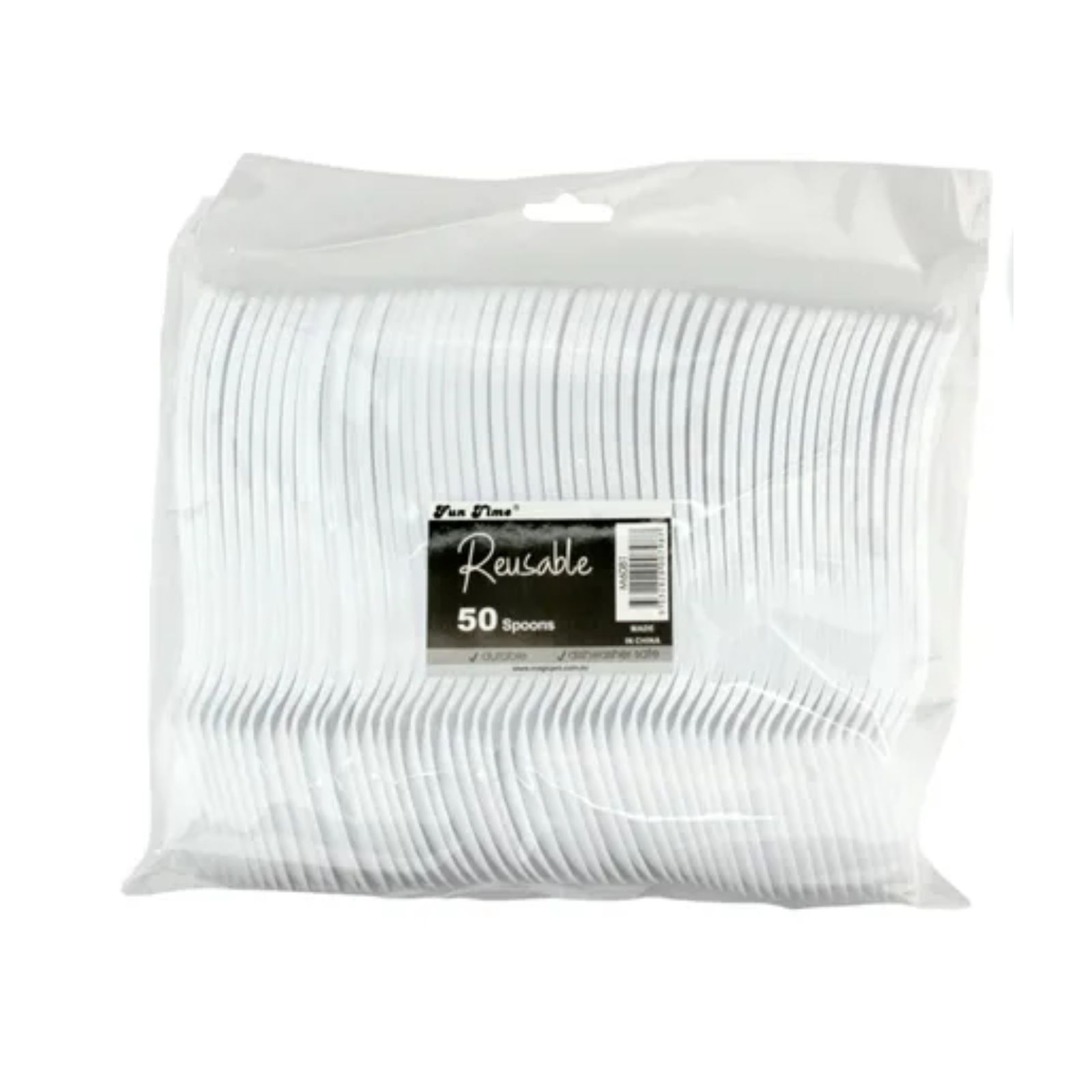 White Reusable Plastic Spoons (Bulk Pack of 50) | Discount Party ...