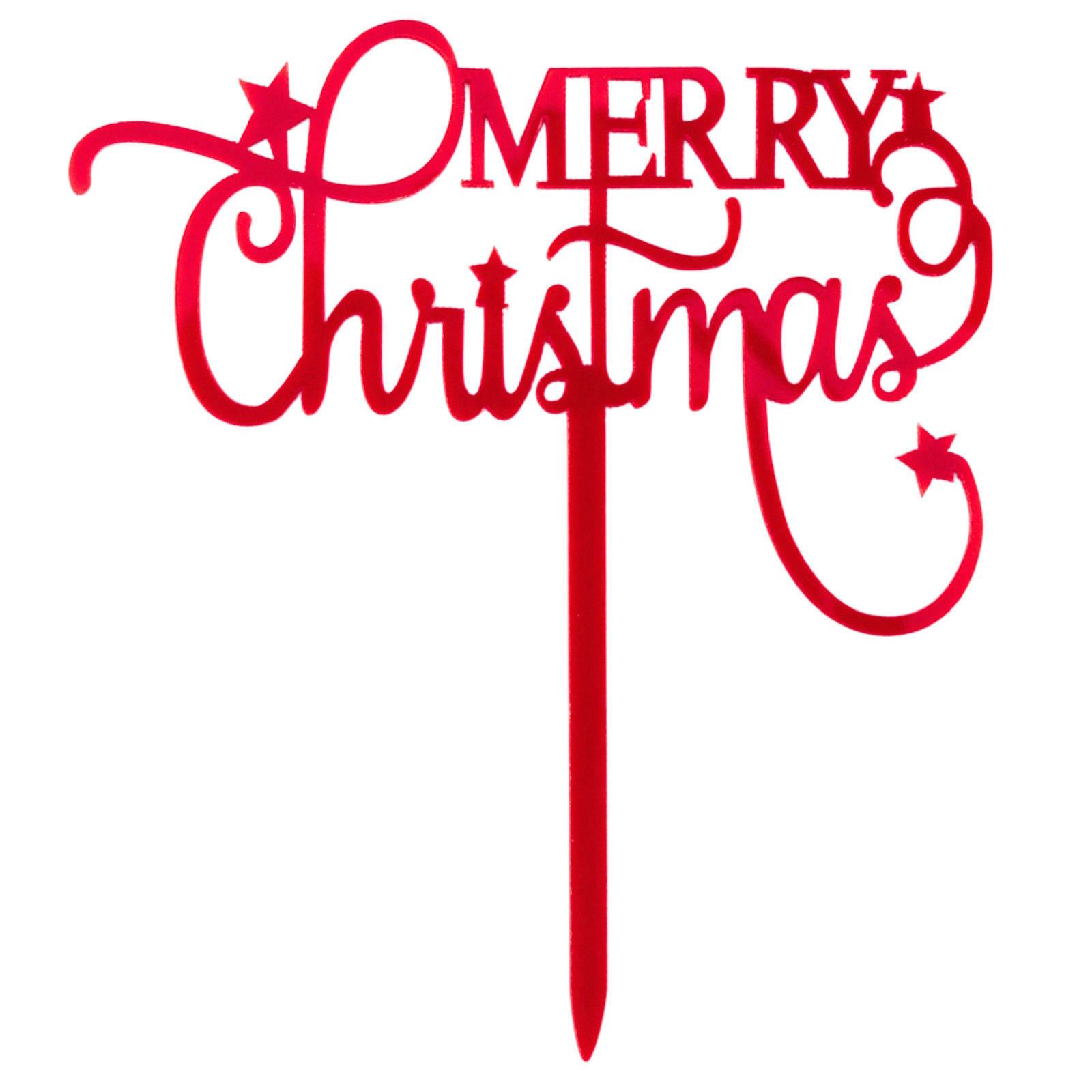 Red Star Merry Christmas Cake Topper - Discount Party Supplies