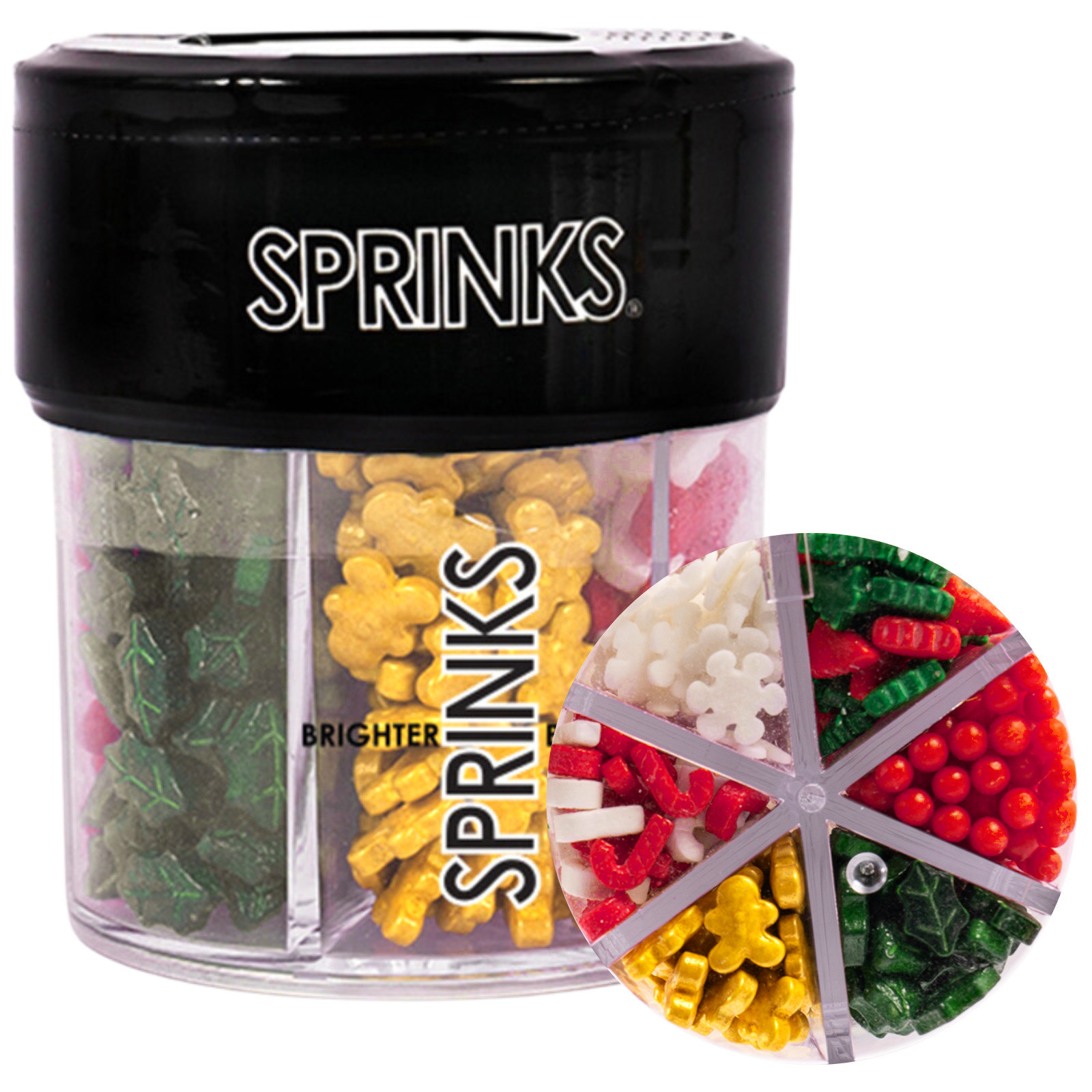 Sprinks Christmas 6 Section Mixed Sprinkle Jar 85g - Discount Party ...