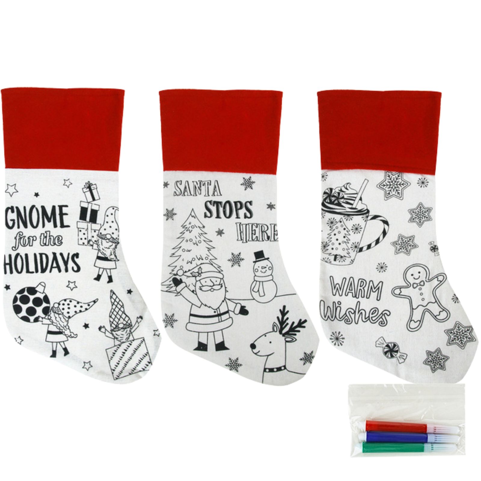 Colour Your Own Christmas Stocking Assorted - Discount Party Supplies