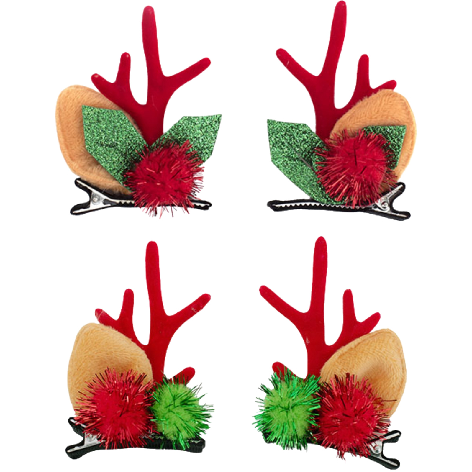 Reindeer Ears and Antler Hair Clips (Pack of 2) - Discount Party Supplies