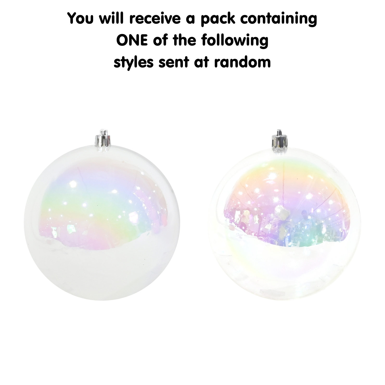 Pack of 8 Giant Iridescent White Christmas Baubles (1 Only) | Christmas ...