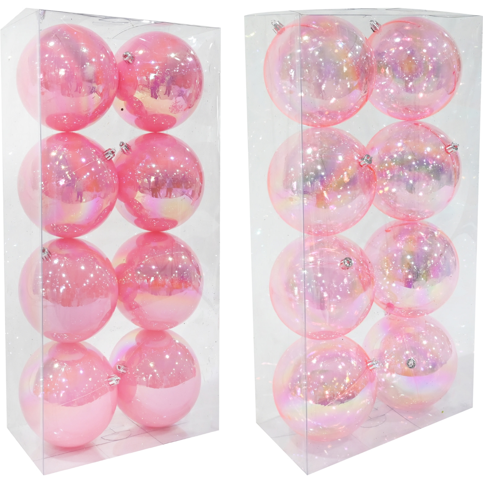 Pack of 8 Giant Iridescent Pink Christmas Baubles (1 Only) | Christmas ...