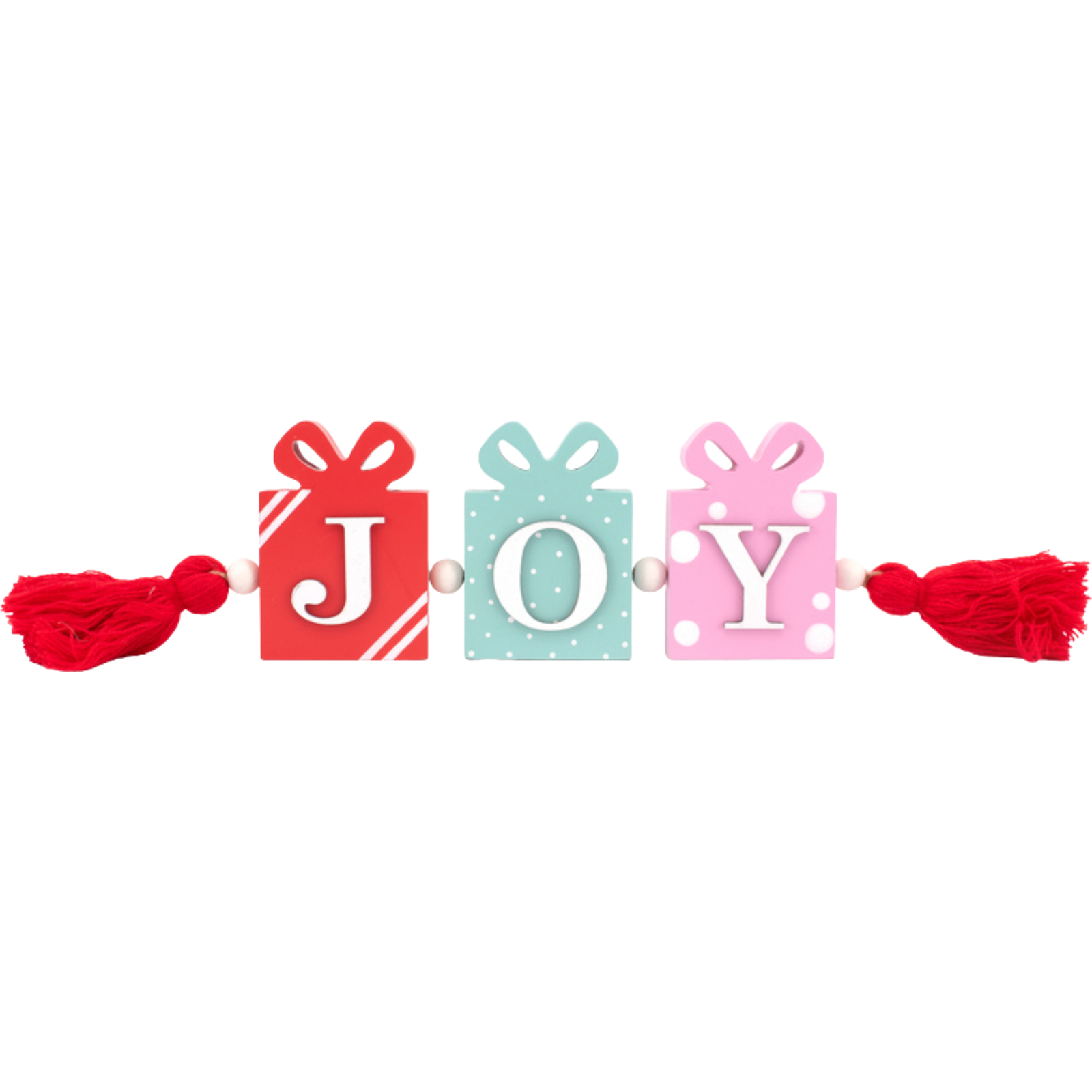 Wooden Christmas Joy Sign With Tassels - Discount Party Supplies