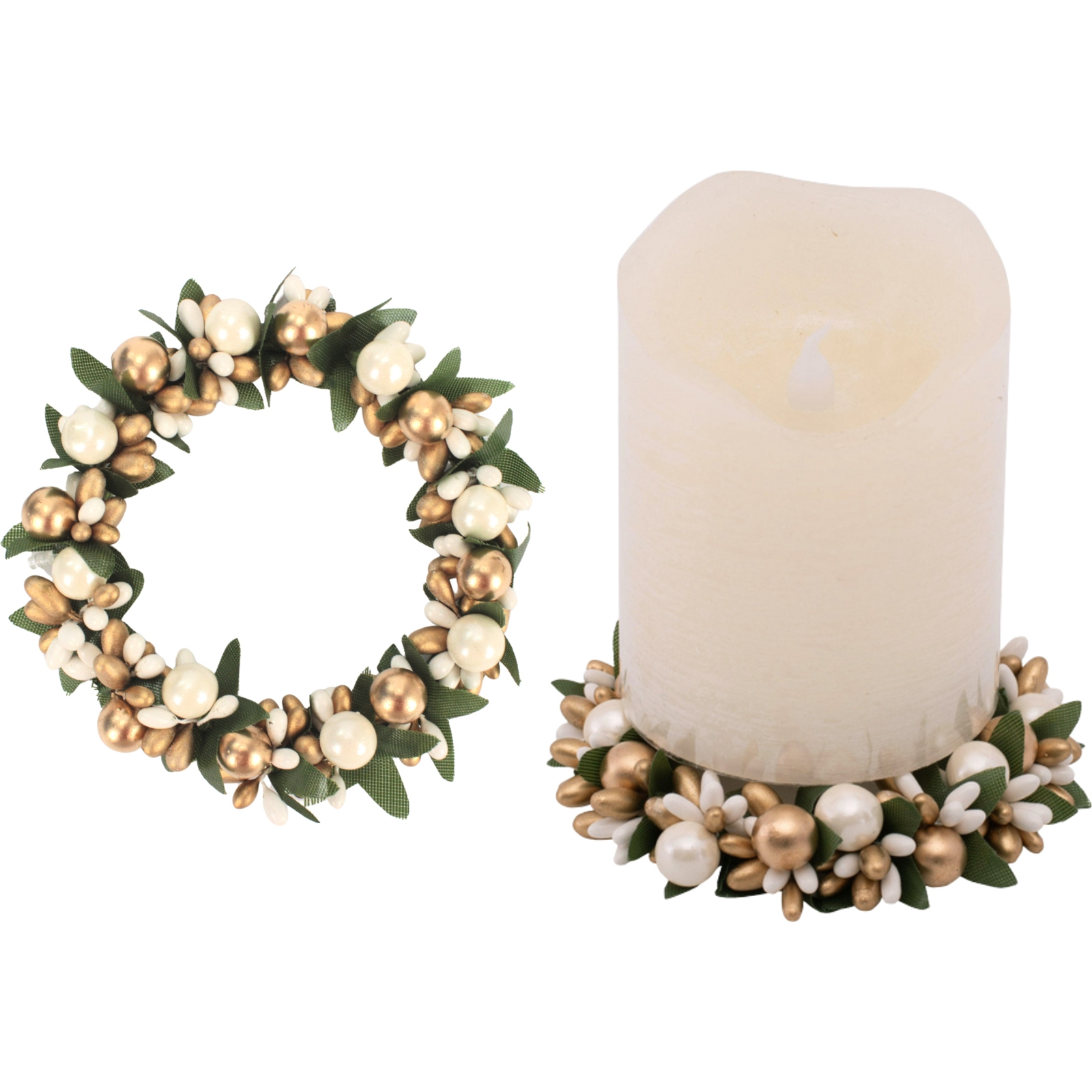 Mini Gold Berry Wreath Decoration 11cm - Discount Party Supplies