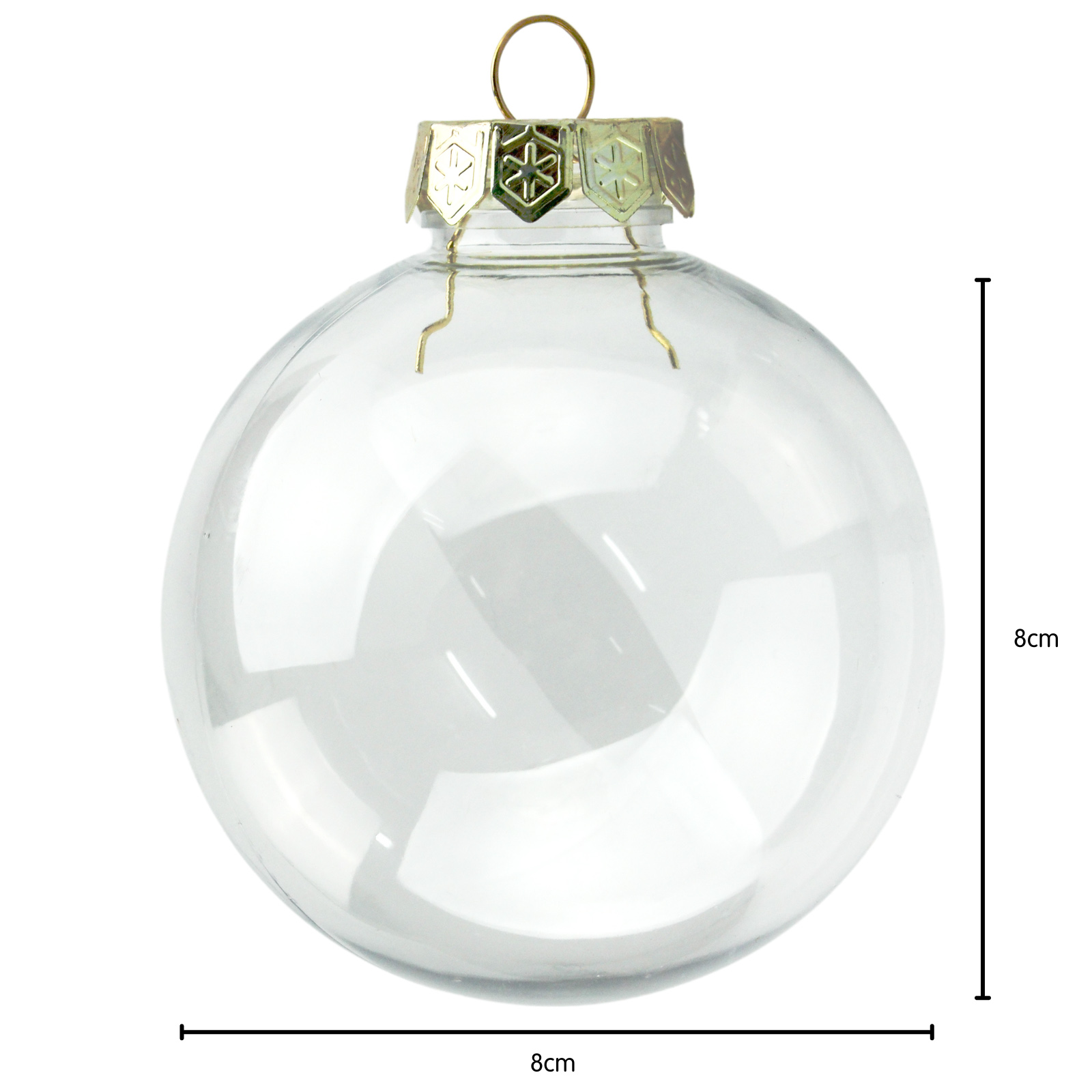 Clear Plastic Fillable Bauble With Gold Cap 8cm | Christmas | Occasion ...