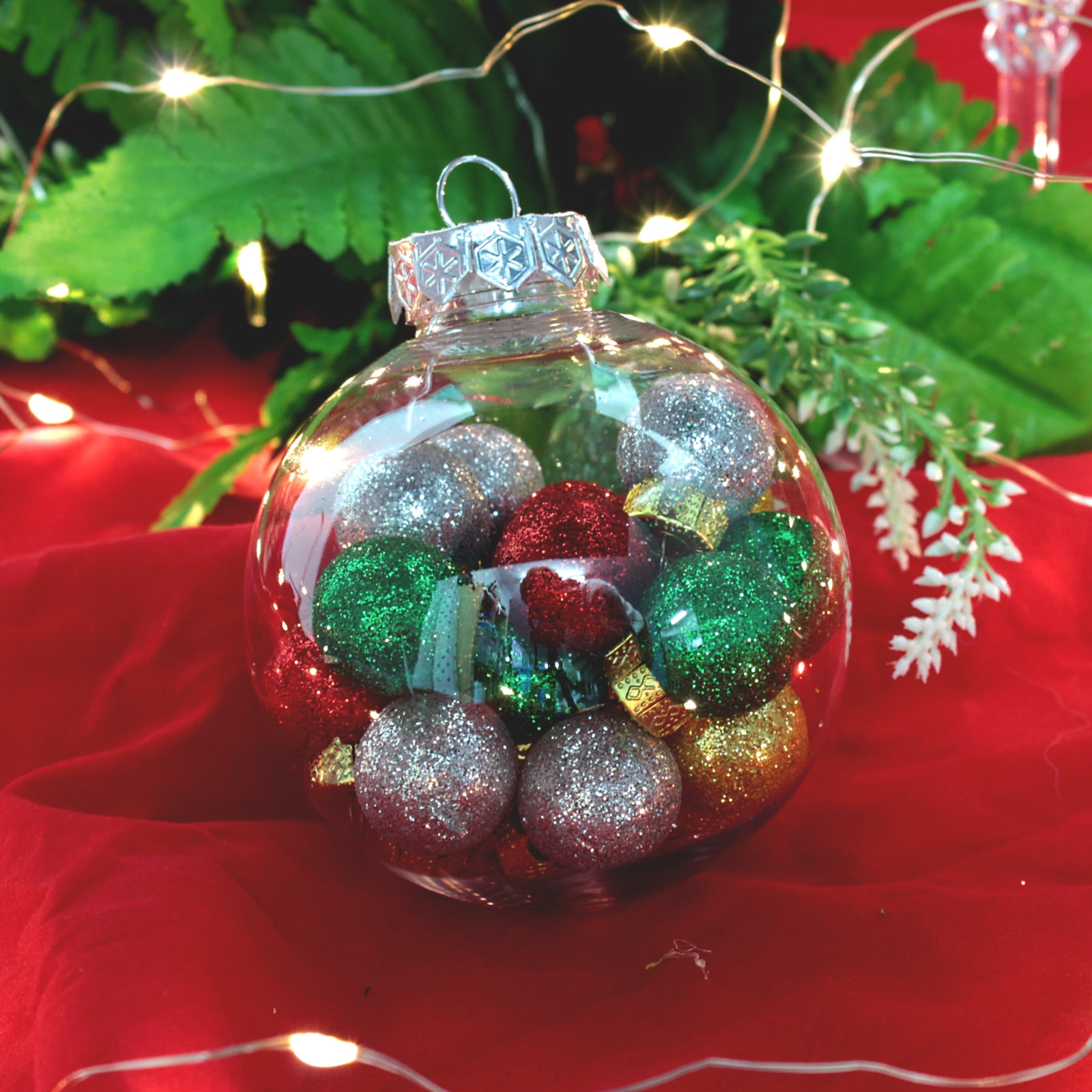 Clear Plastic Fillable Bauble With Silver Cap 8cm | Christmas ...