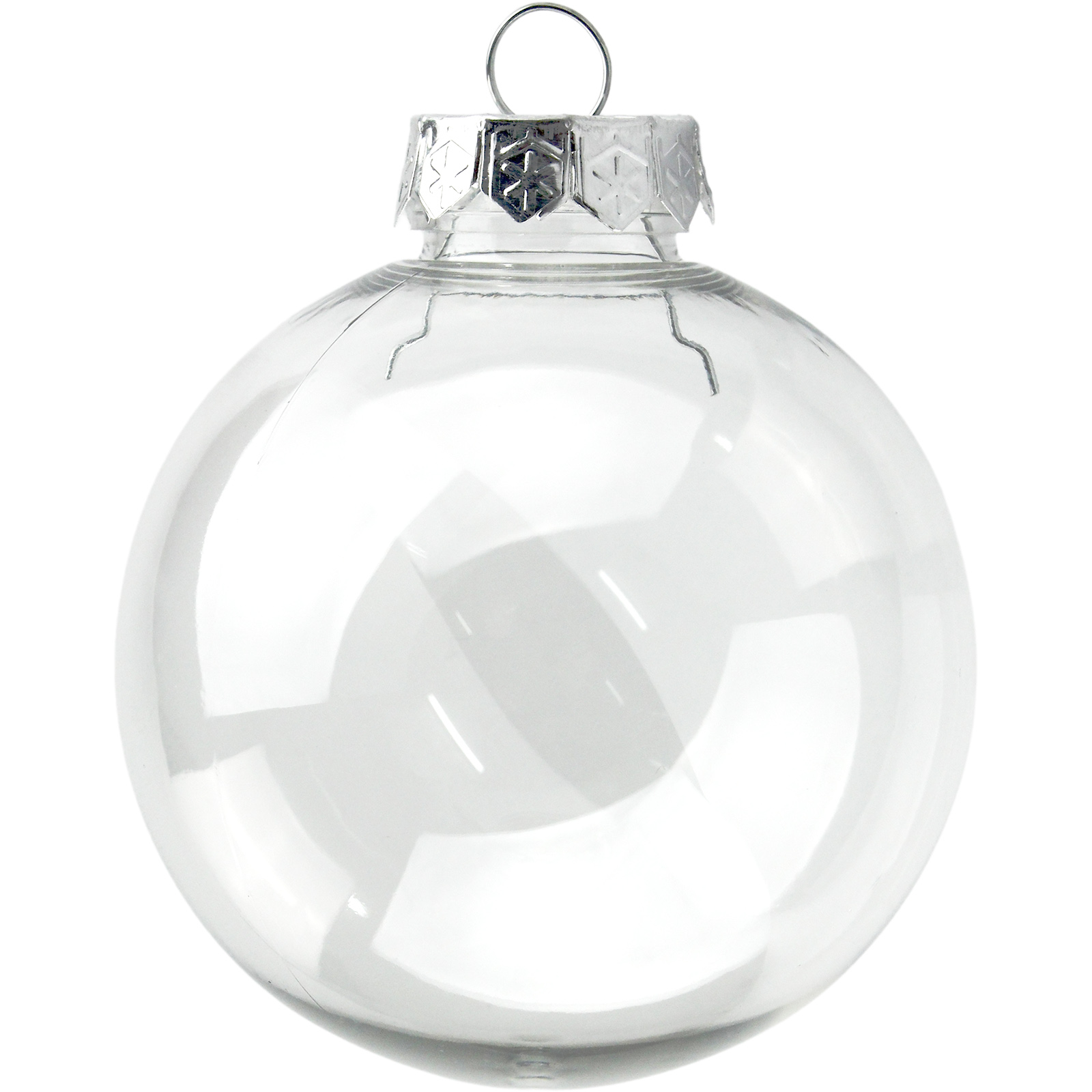 Clear Plastic Fillable Bauble With Silver Cap 8cm | Christmas ...
