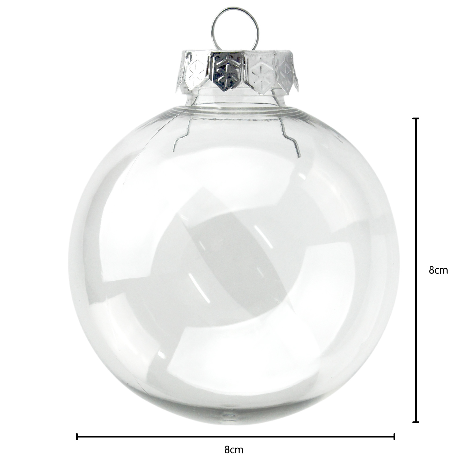 Clear Plastic Fillable Bauble With Silver Cap 8cm | Christmas ...