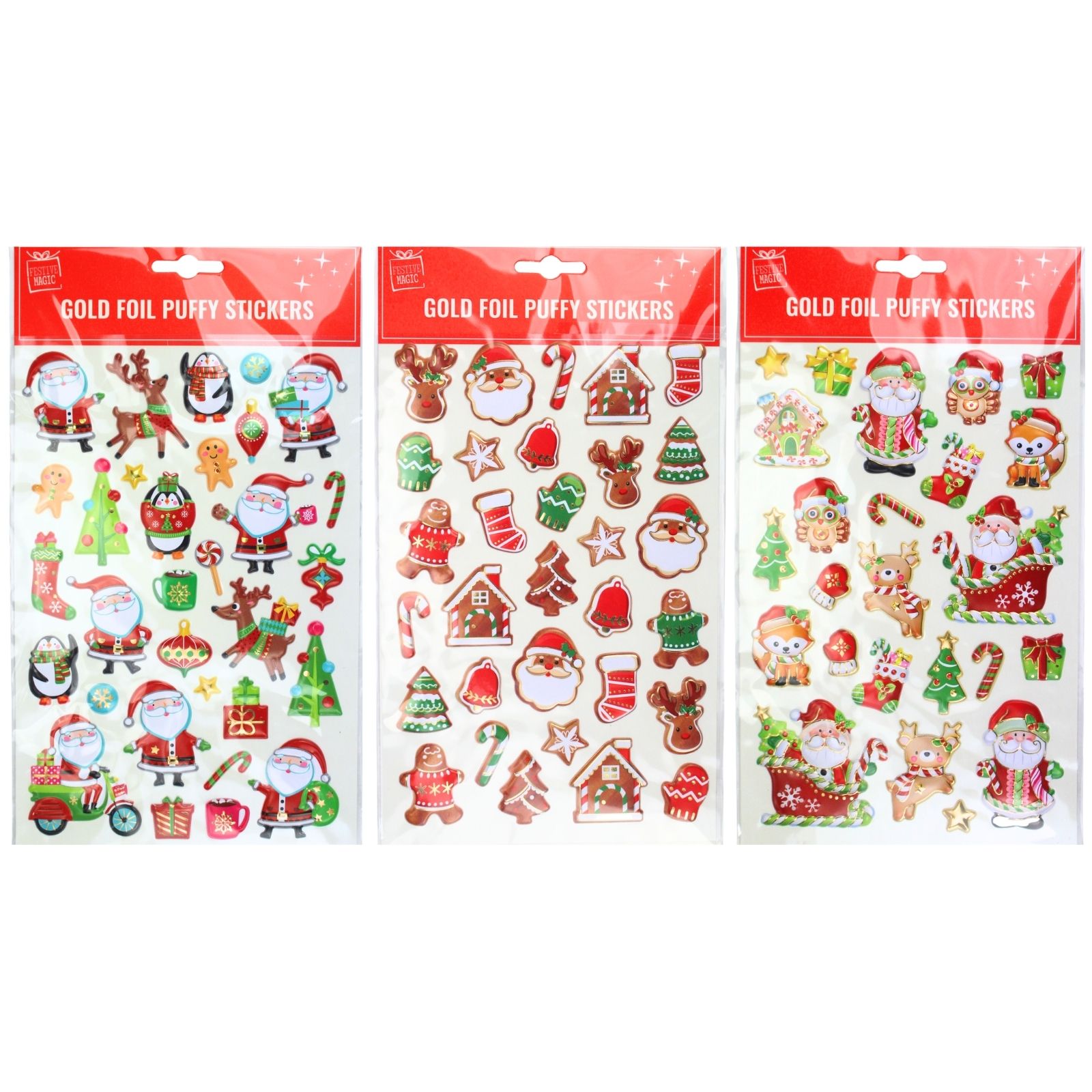 Christmas Puffy Stickers Assorted - Discount Party Supplies