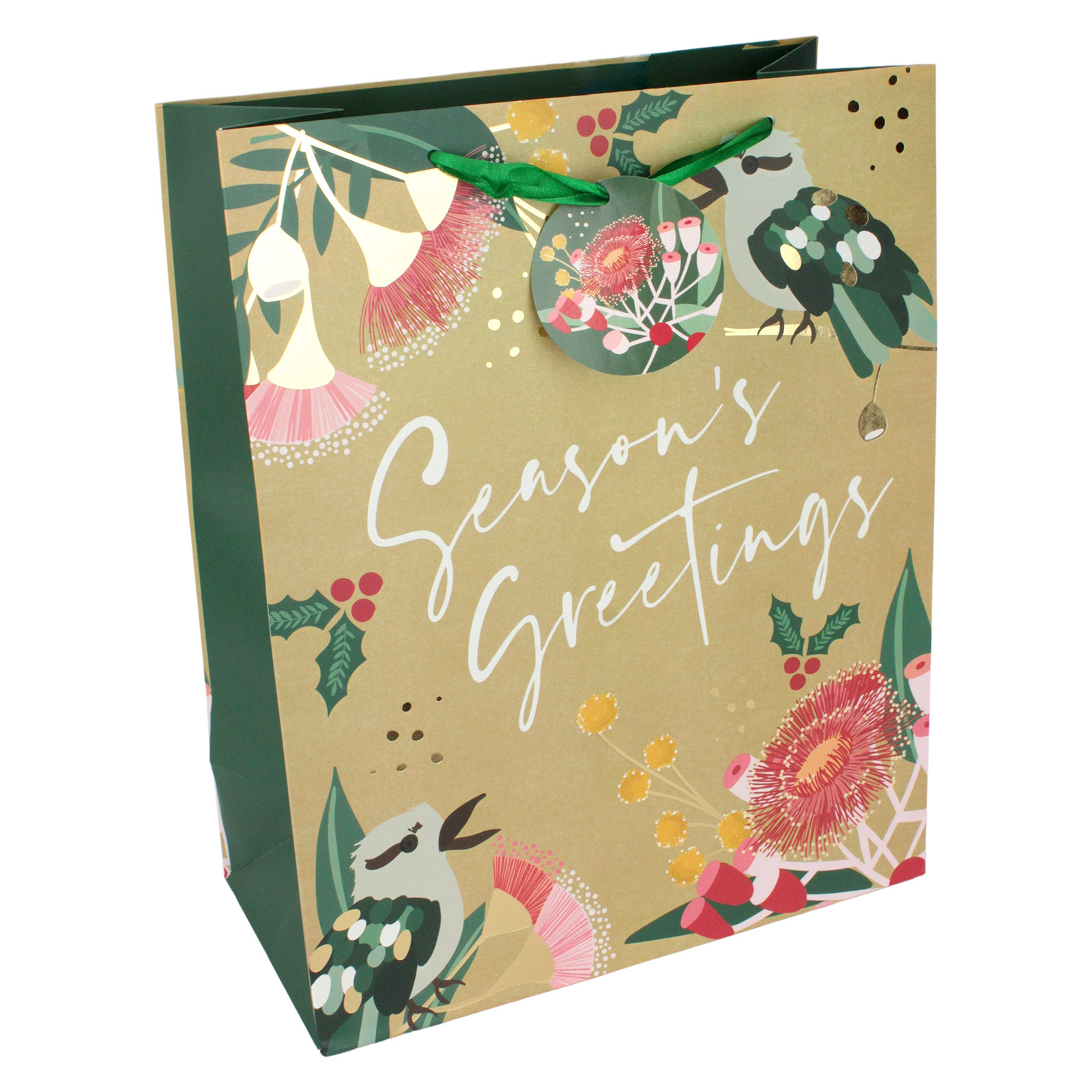 Bush Kookaburra Christmas Paper Gift Bag 32cm - Discount Party Supplies