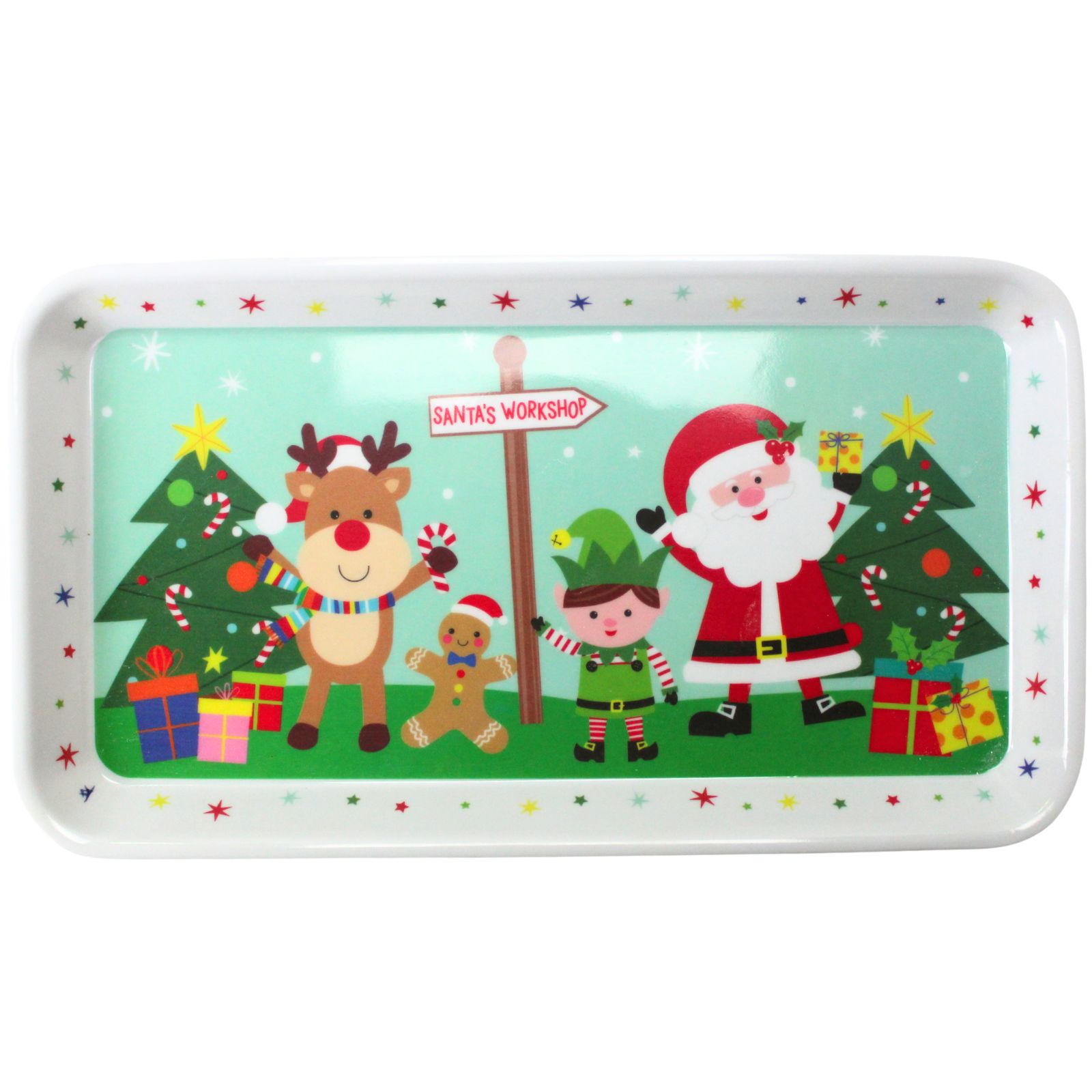 Santa's Workshop Friends Melamine Appetizer Tray - Discount Party Supplies