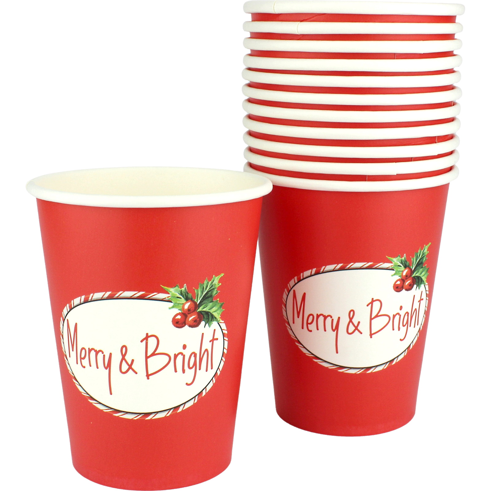 Candy Cane Christmas Paper Cups (Pack of 12) - Discount Party Supplies