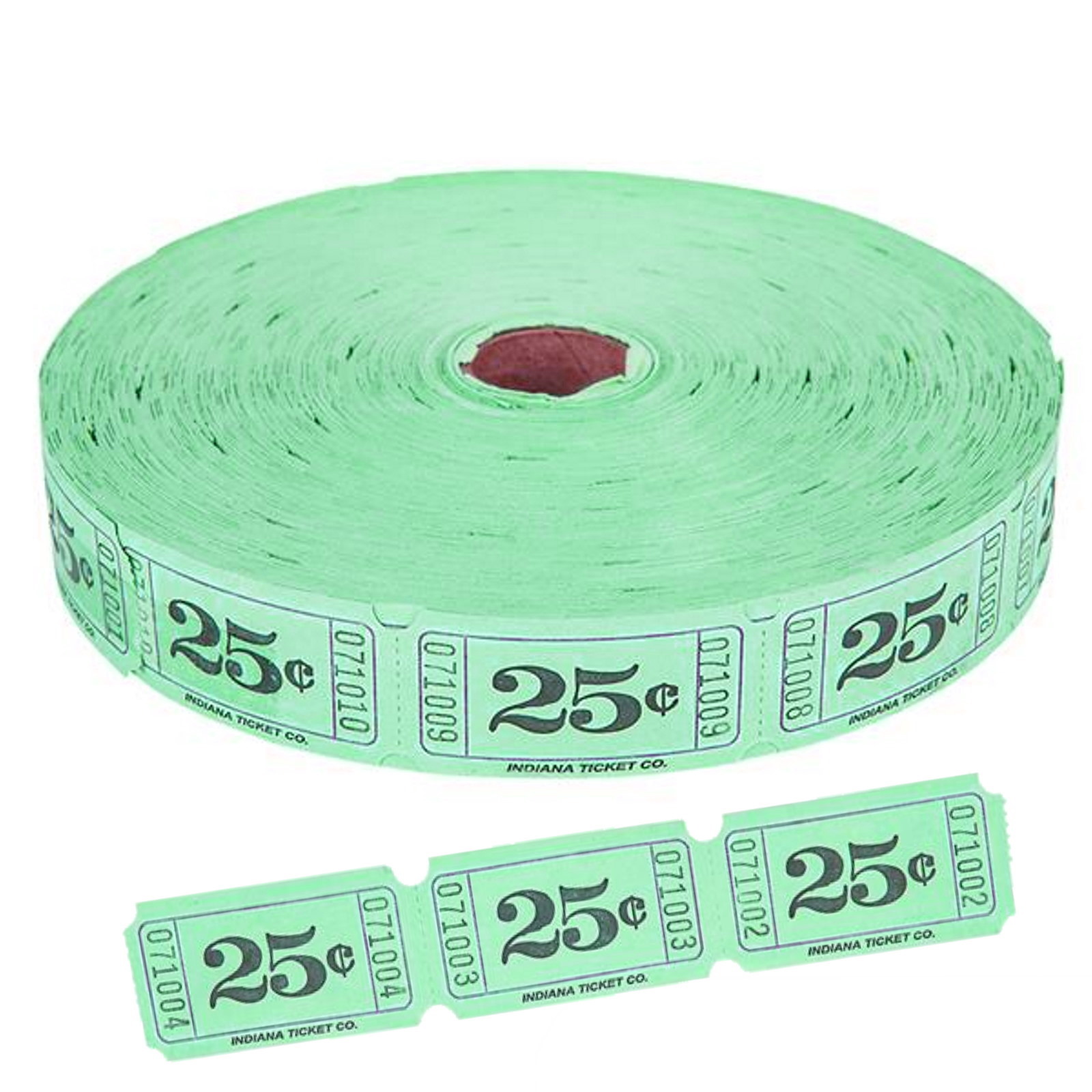 25c Single Ticket Roll Green (2000 Tickets) - Discount Party Supplies