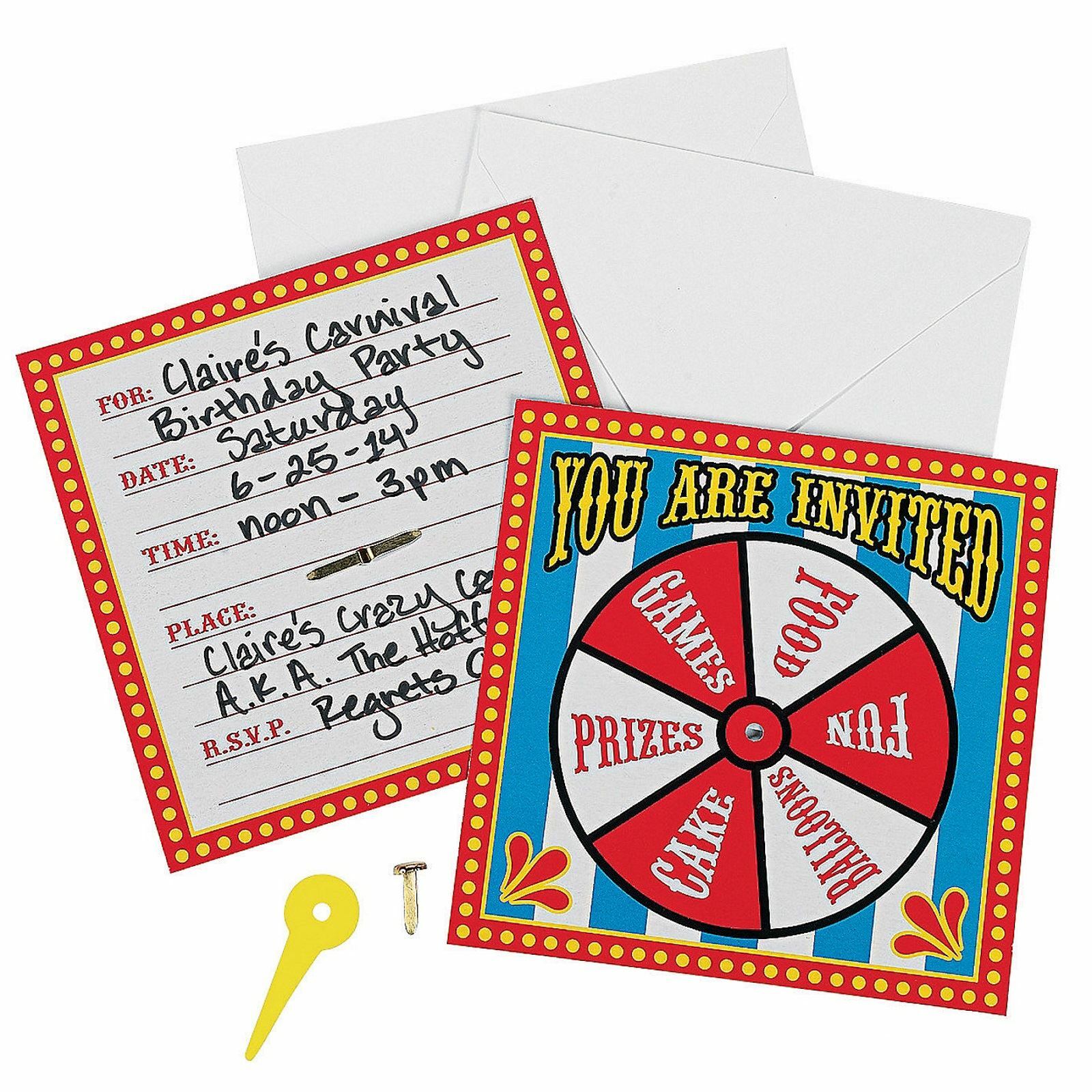 Carnival Spinner Invitations (Pack of 12) - Discount Party Supplies