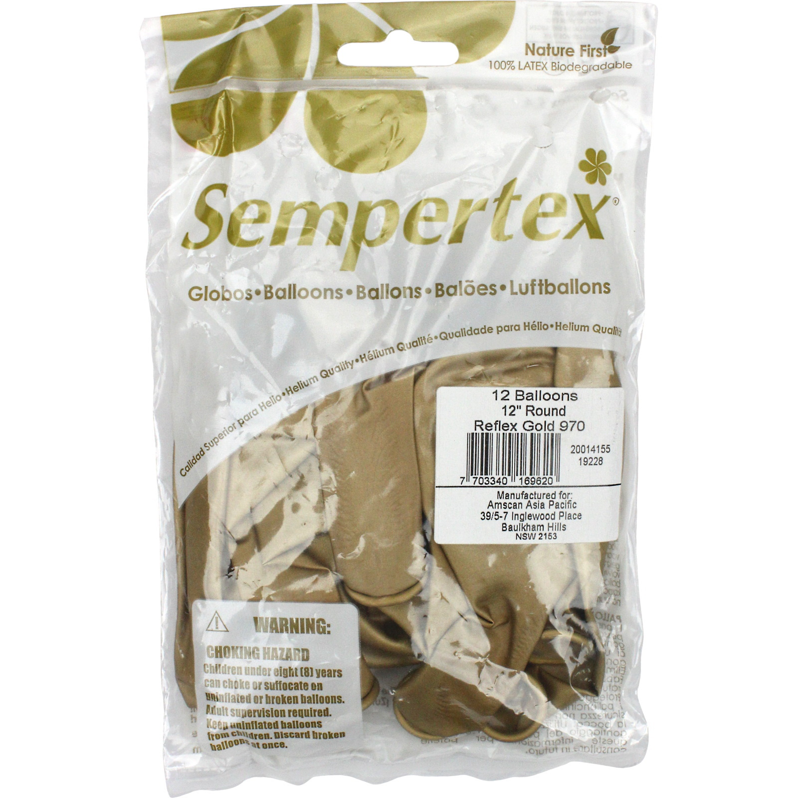 Sempertex Reflex Gold Latex Balloons (Pack of 12) | Gold Party Supplies ...