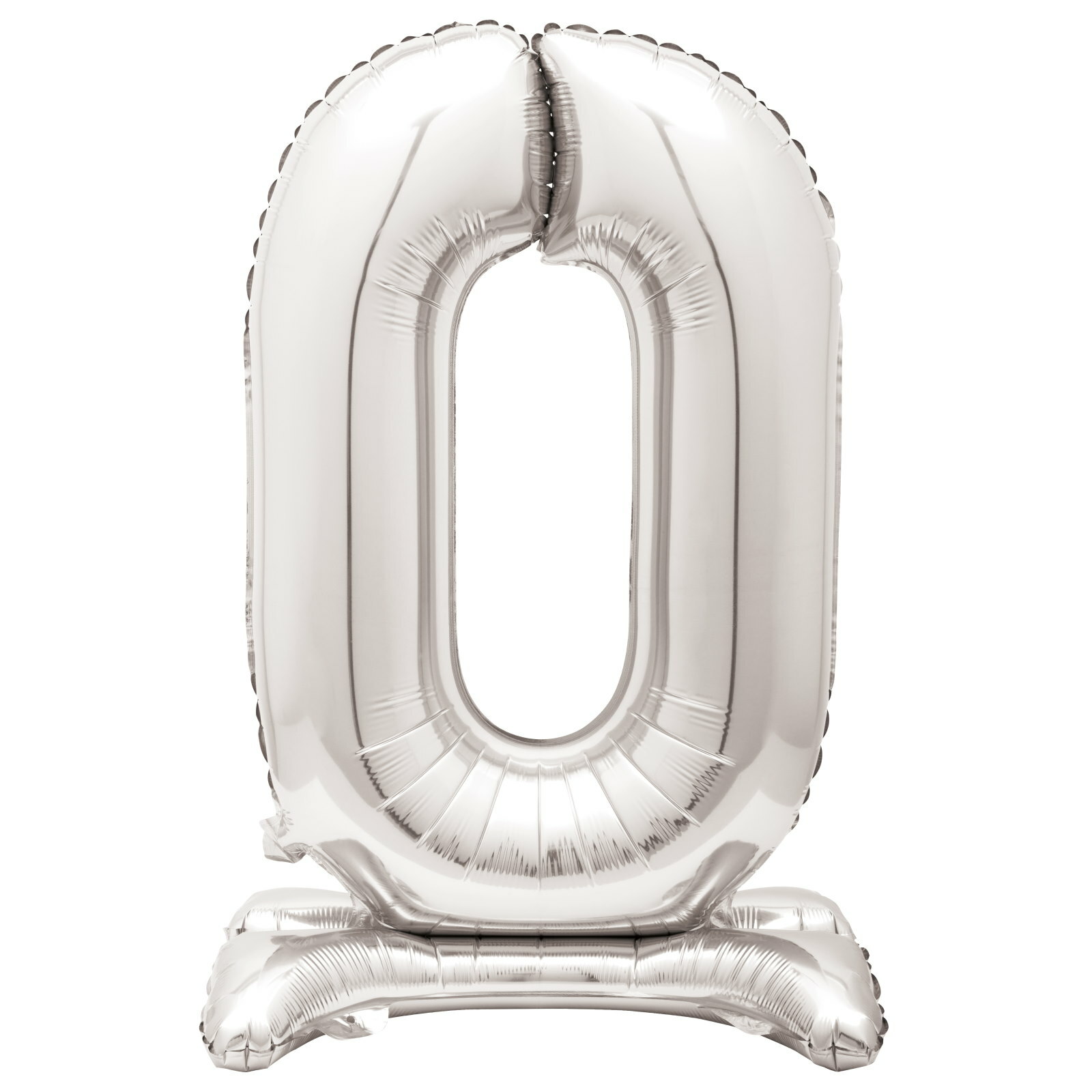 Silver Number 0 Stand Up Air Fill Balloon 76cm - Discount Party Supplies