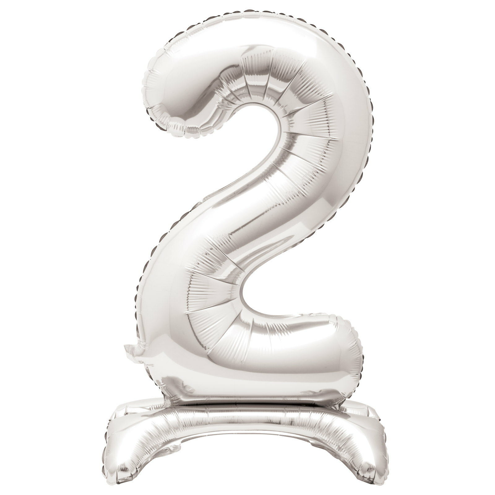 Silver Number 2 Stand Up Air Fill Balloon 76cm - Discount Party Supplies