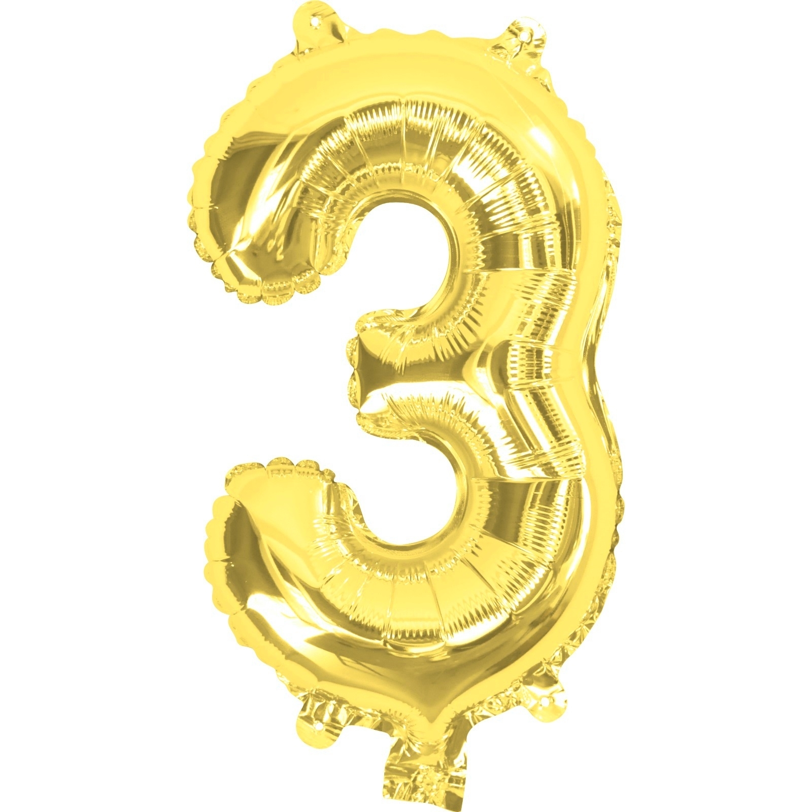 Gold Number 3 Foil Air Fill Balloon 35cm - Discount Party Supplies