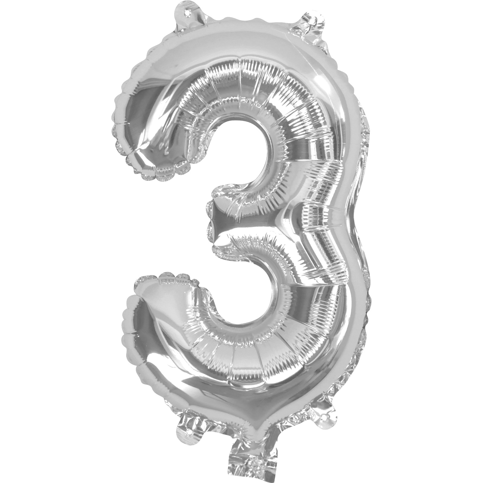 Silver Number 3 Balloon 35cm - Discount Party Supplies